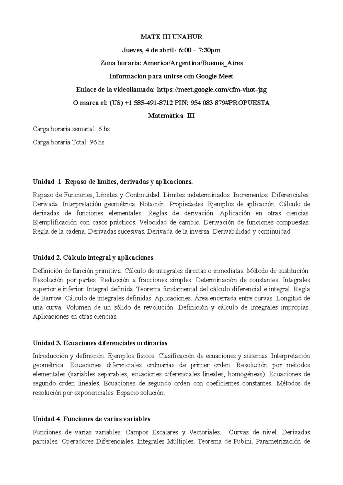 Programa de Matemáticas III - Unidades y Contenidos Clave - Studocu