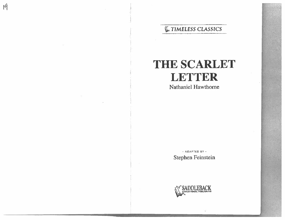 TIMELESS CLASSICS: THE SCARLET LETTER (Adapted) Study Notes - Studocu