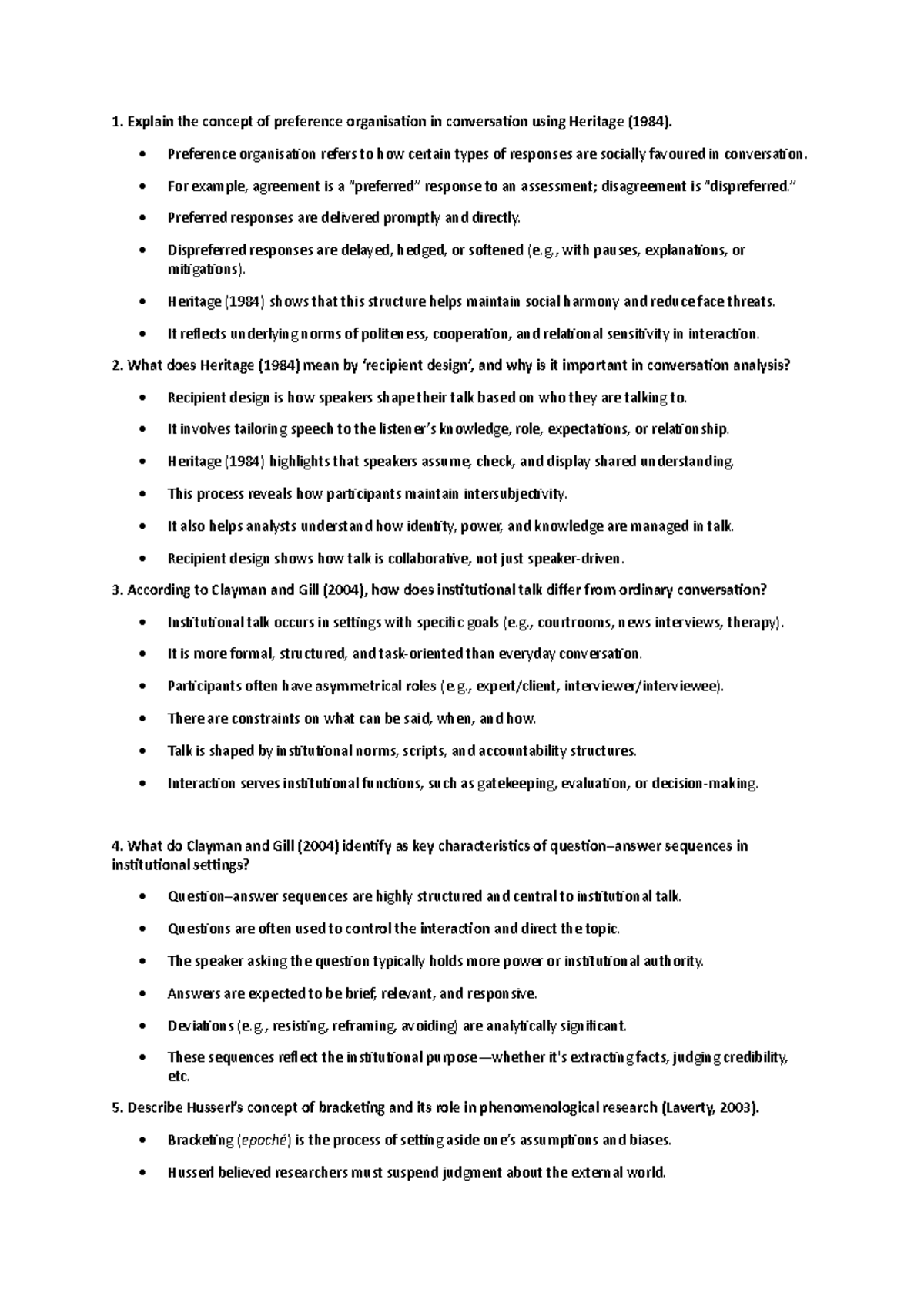 Answers to Readings: Hypothetical Questions for Qual Exam - Studocu