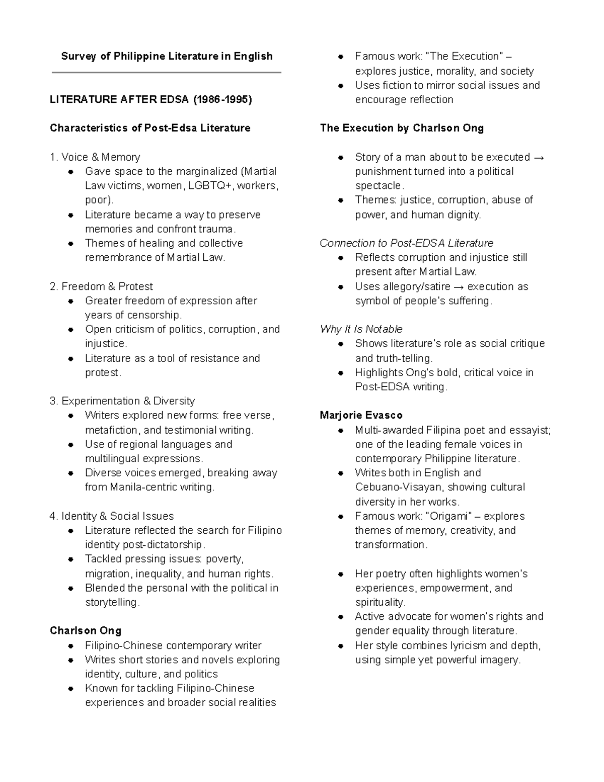 Survey of Philippine Literature: Key Themes and Notable Authors (Finals ...
