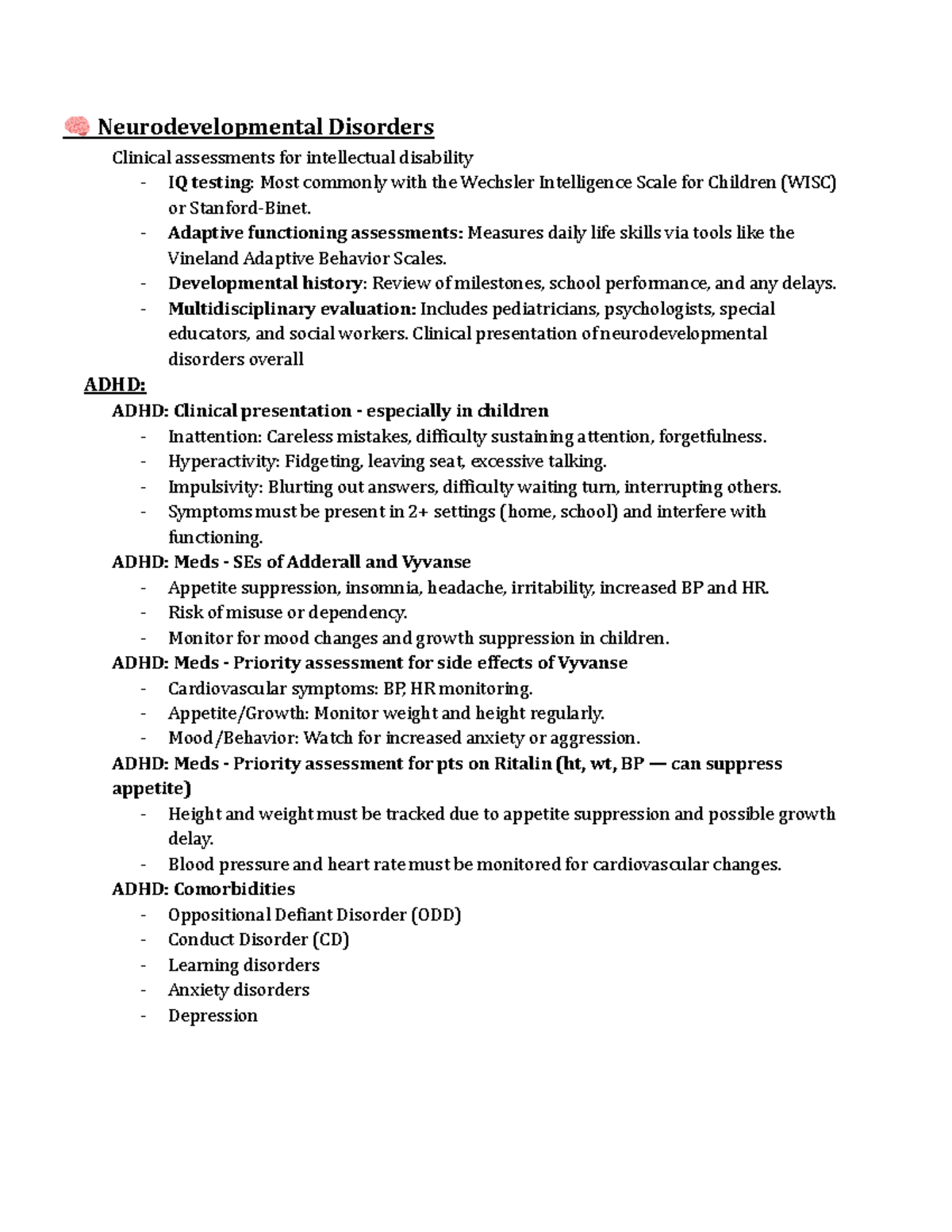 Psych 101 Final Study Guide: Neurodevelopmental & Mood Disorders - Studocu