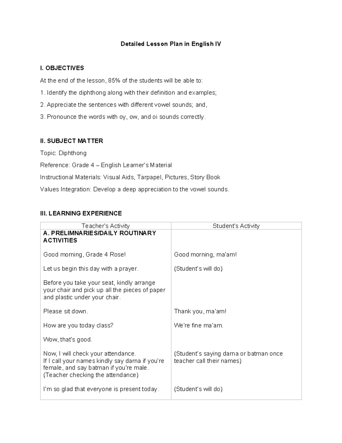 Detailed Lesson Plan in English Literature - Detailed Lesson Plan in ...