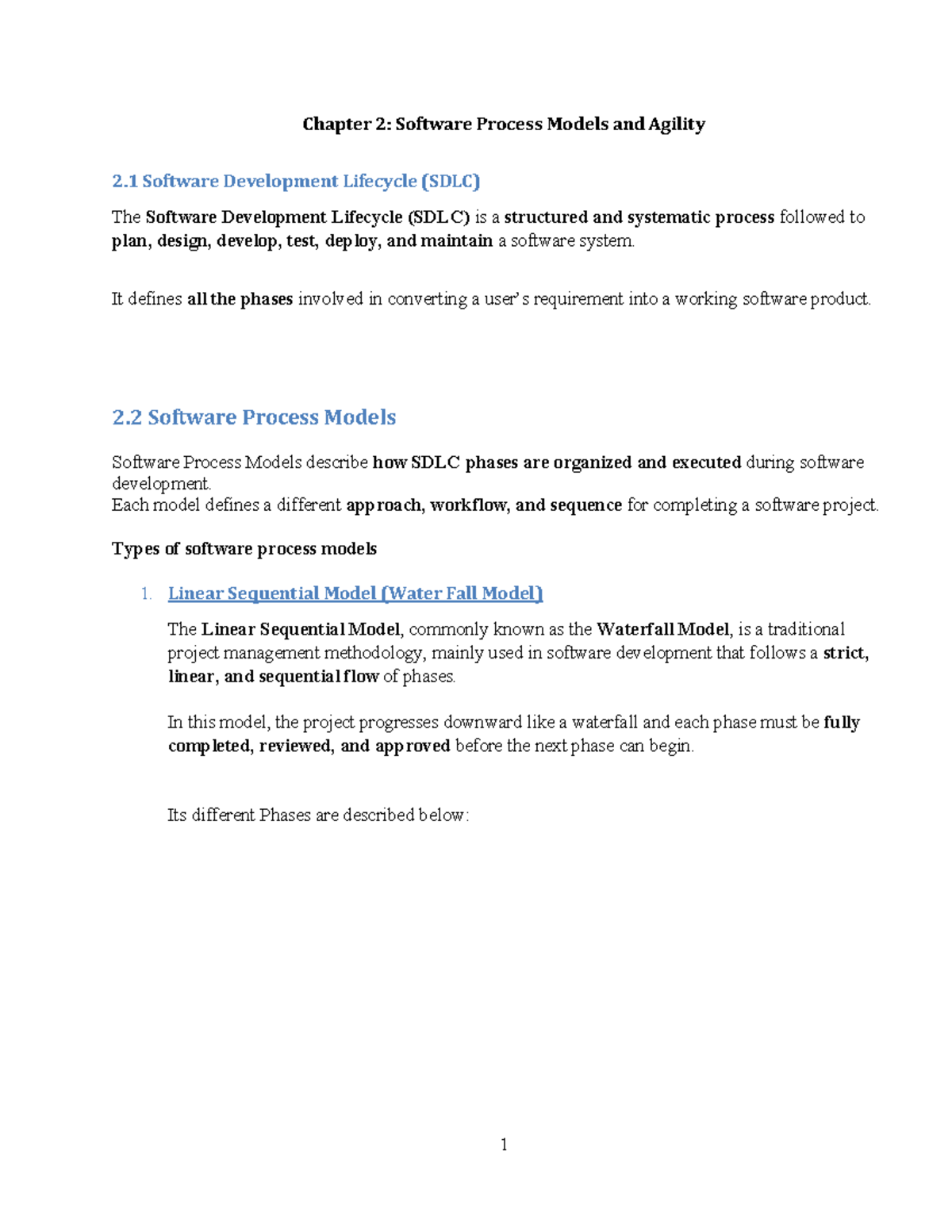 Chapter 2: Software Process Models & Agility (SDLC) Notes - Studocu