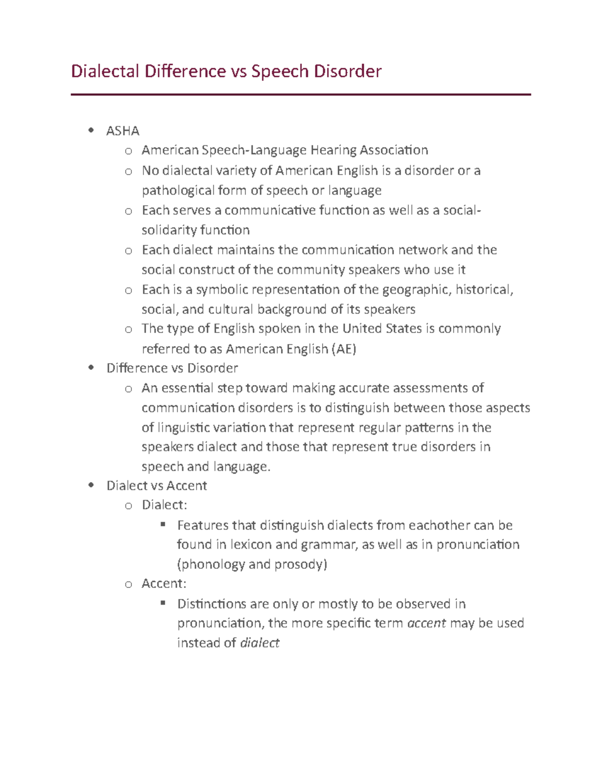 Dialectal Difference vs Speech Disorder - Dialect vs Accent o Dialect ...