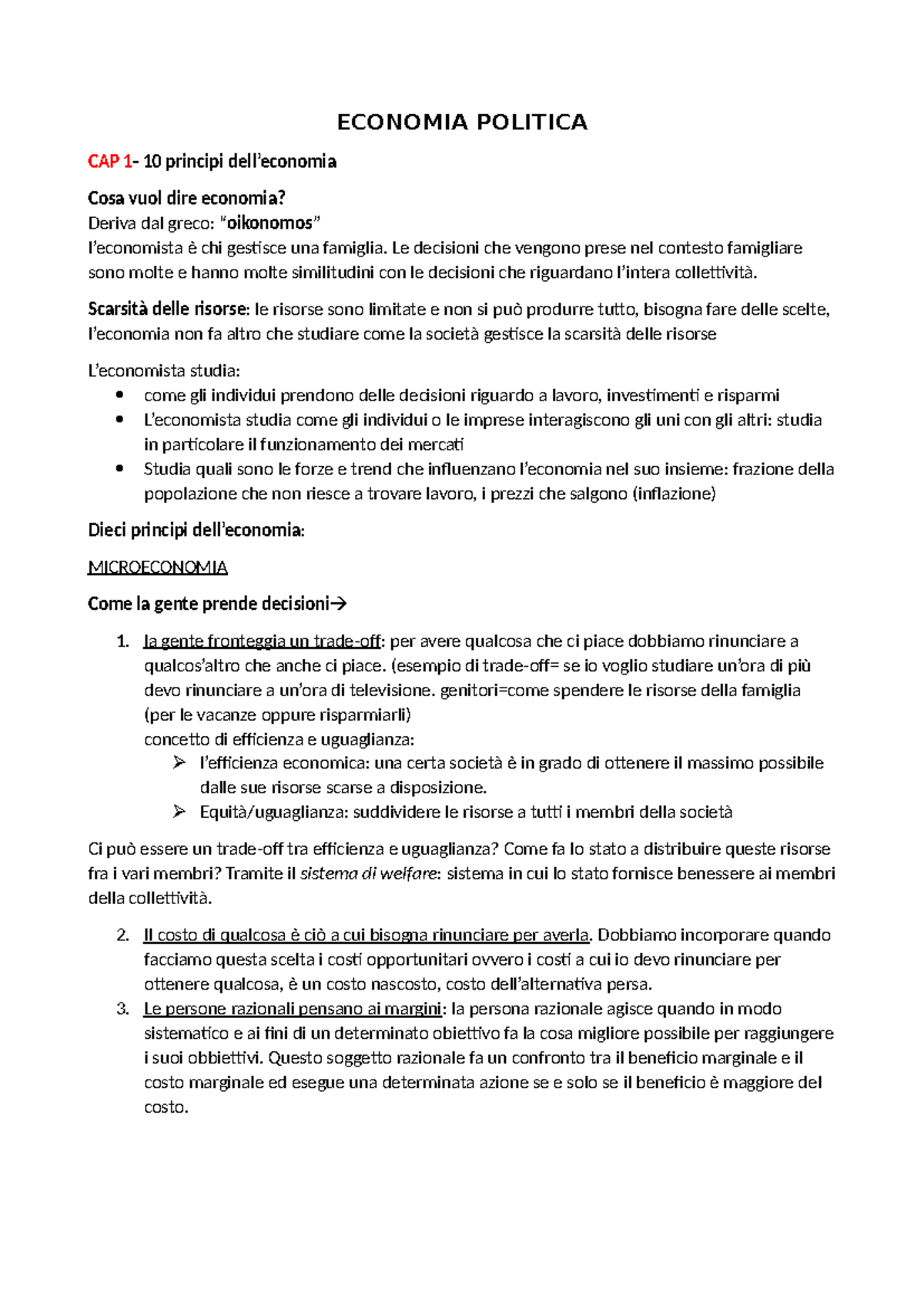 ECON 101: Capitolo 10 - Principi di Microeconomia e Scarsità delle ...