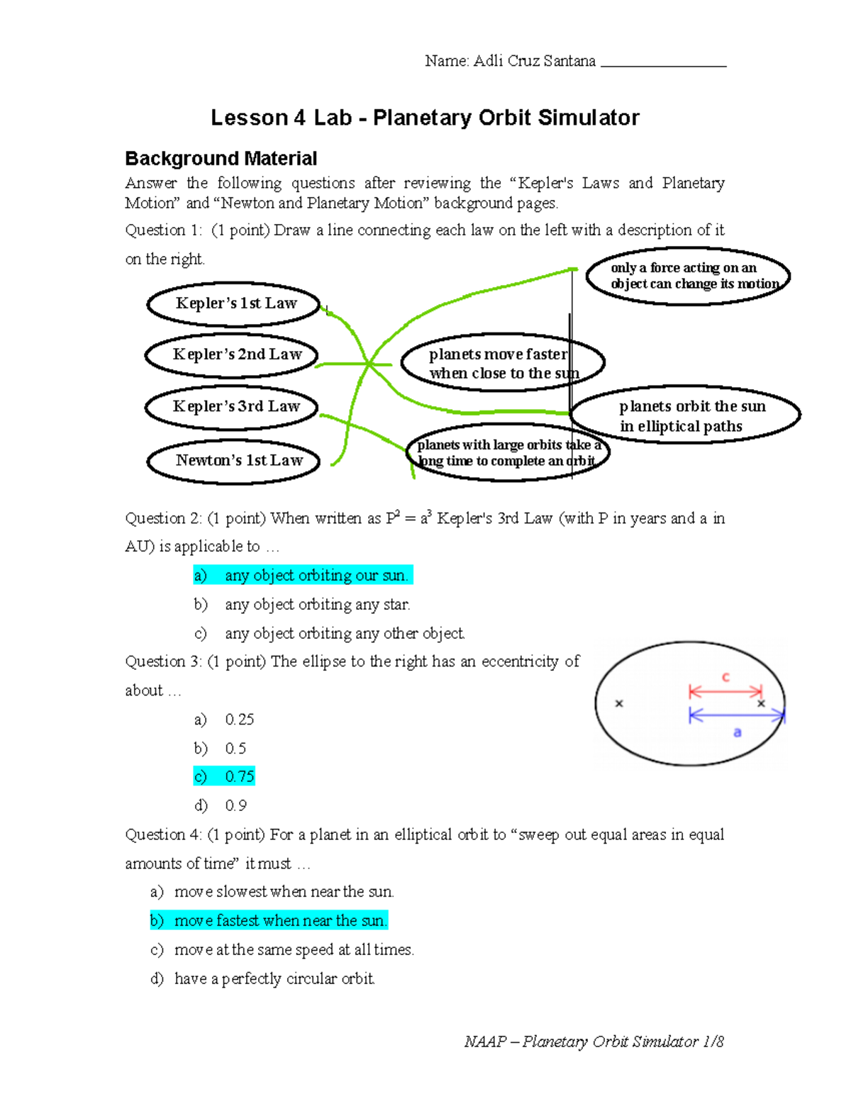 Lesson 4 Lab: Planetary Orbit Simulator Worksheet - DOC - Studocu