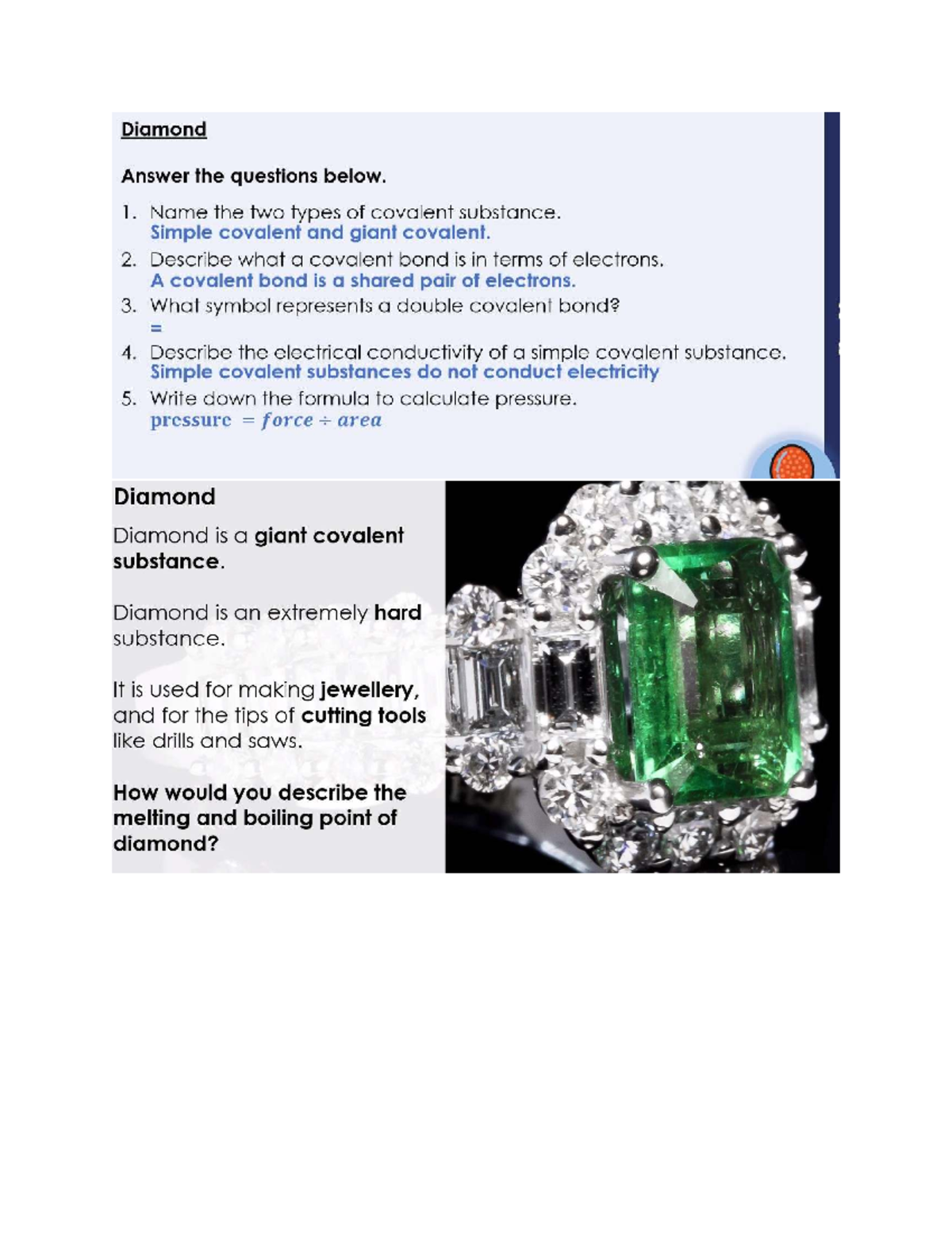 Covalent Bonding in Diamond - Summary Notes - Studocu