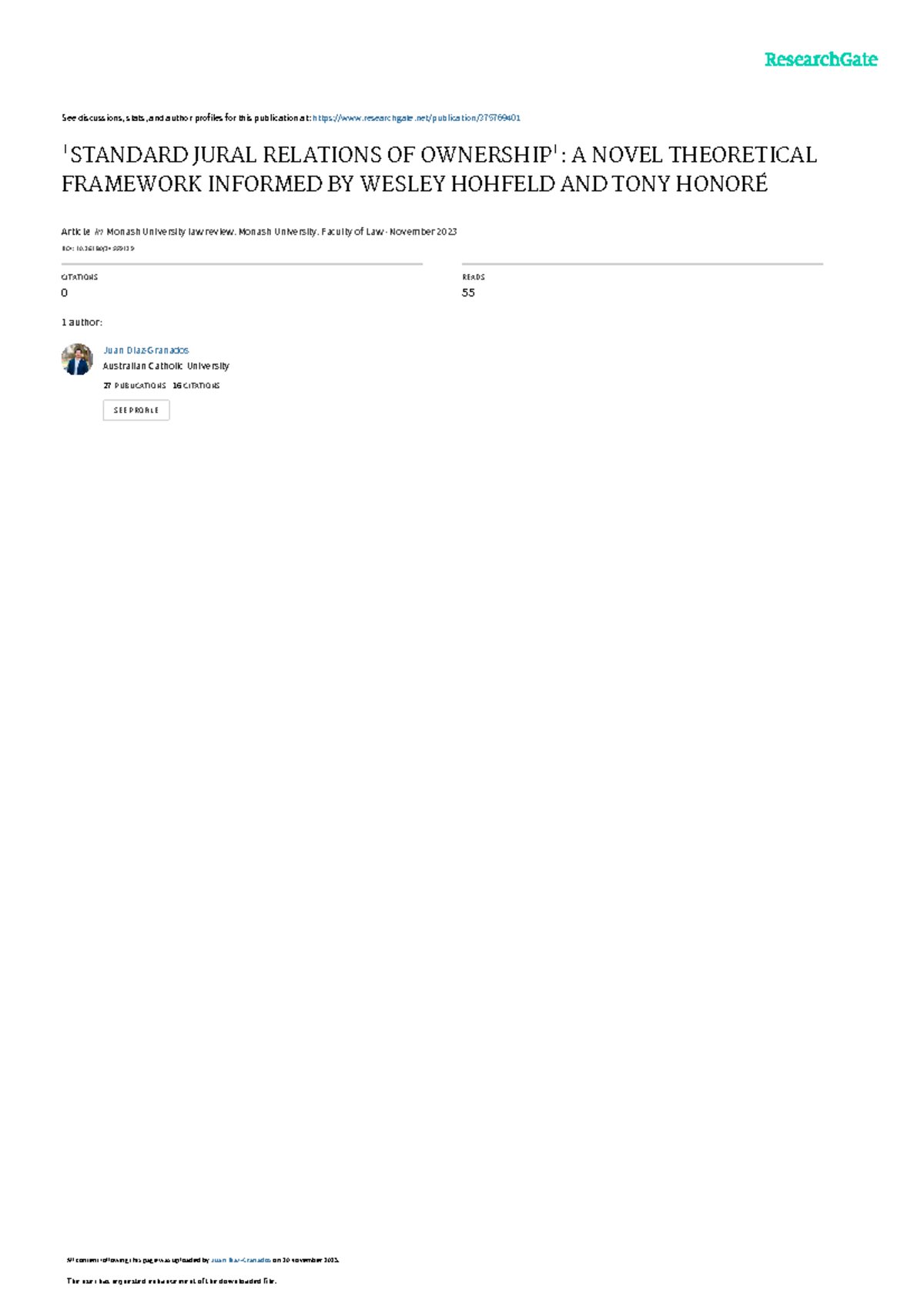 'LW 101: Standard Jural Relations of Ownership - A Hohfeld & Honoré ...