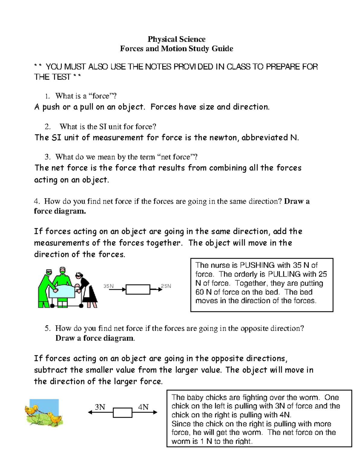 Force and Motion Study Guide (PHSC 101) - Key Concepts for Test - Studocu