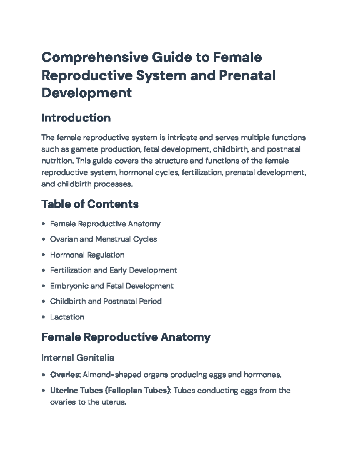 Comprehensive Guide to Female Reproductive System and Development ...
