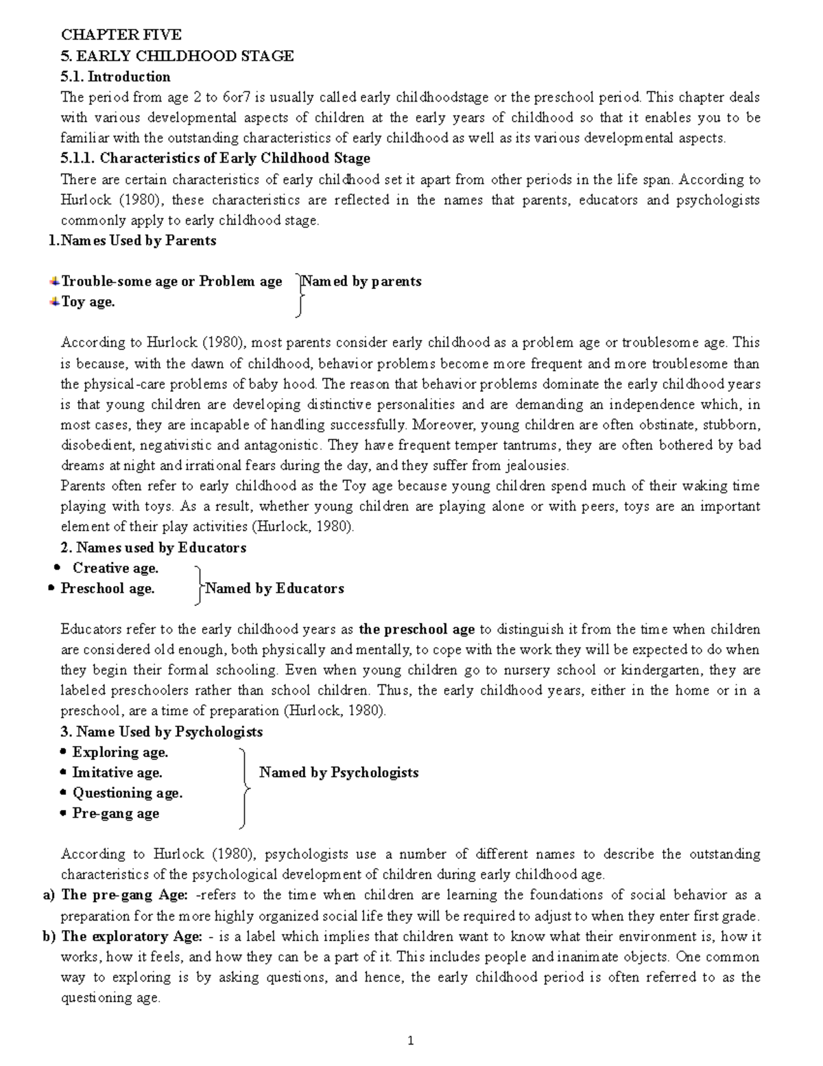 Chapter 5: Exploring the Early Childhood Development Stage - Studocu