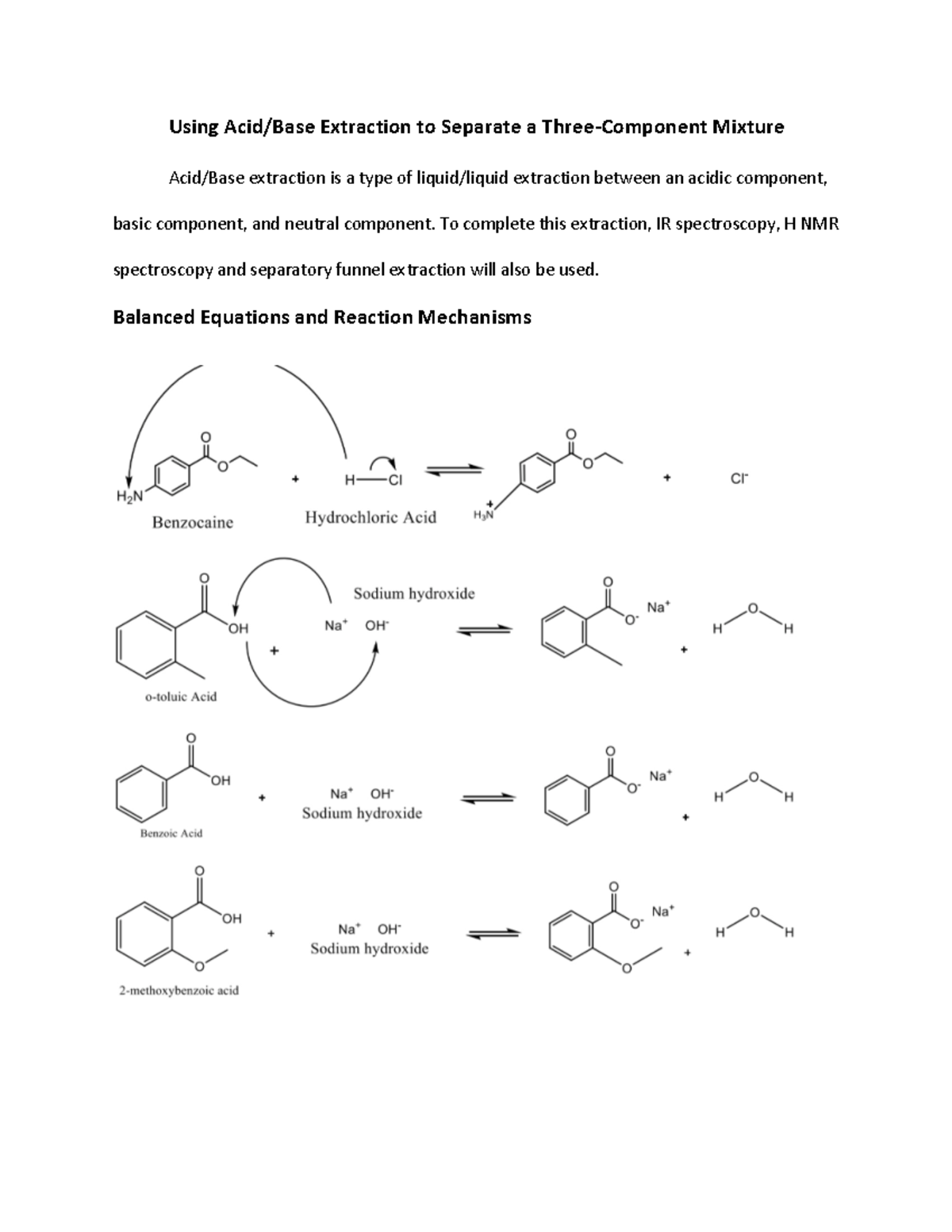 Exp 6 pre lab - uga ochem pre lab - Using Acid/Base Extraction to Separate a Three-Component ...