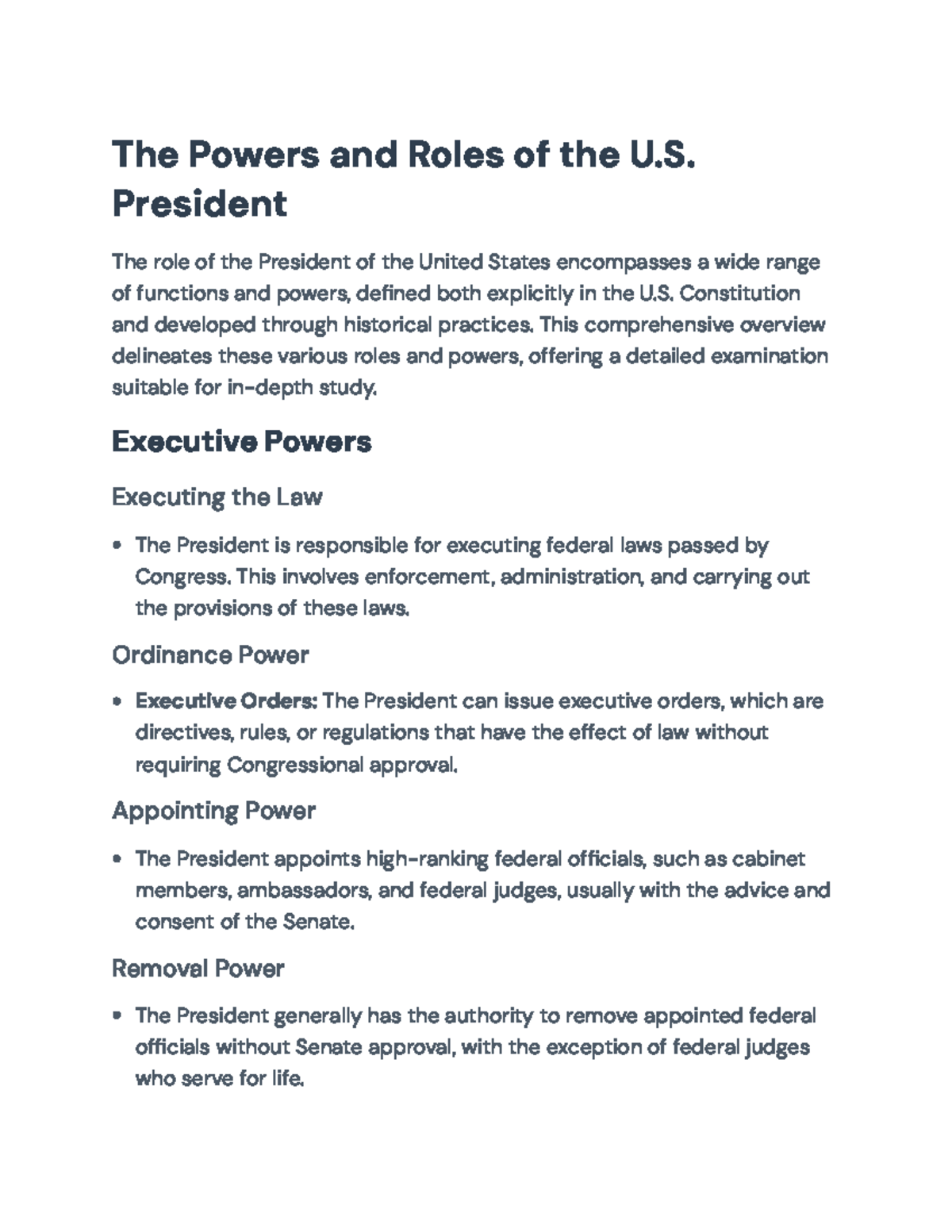 The Powers and Roles of the U.S. President: A Comprehensive Overview ...