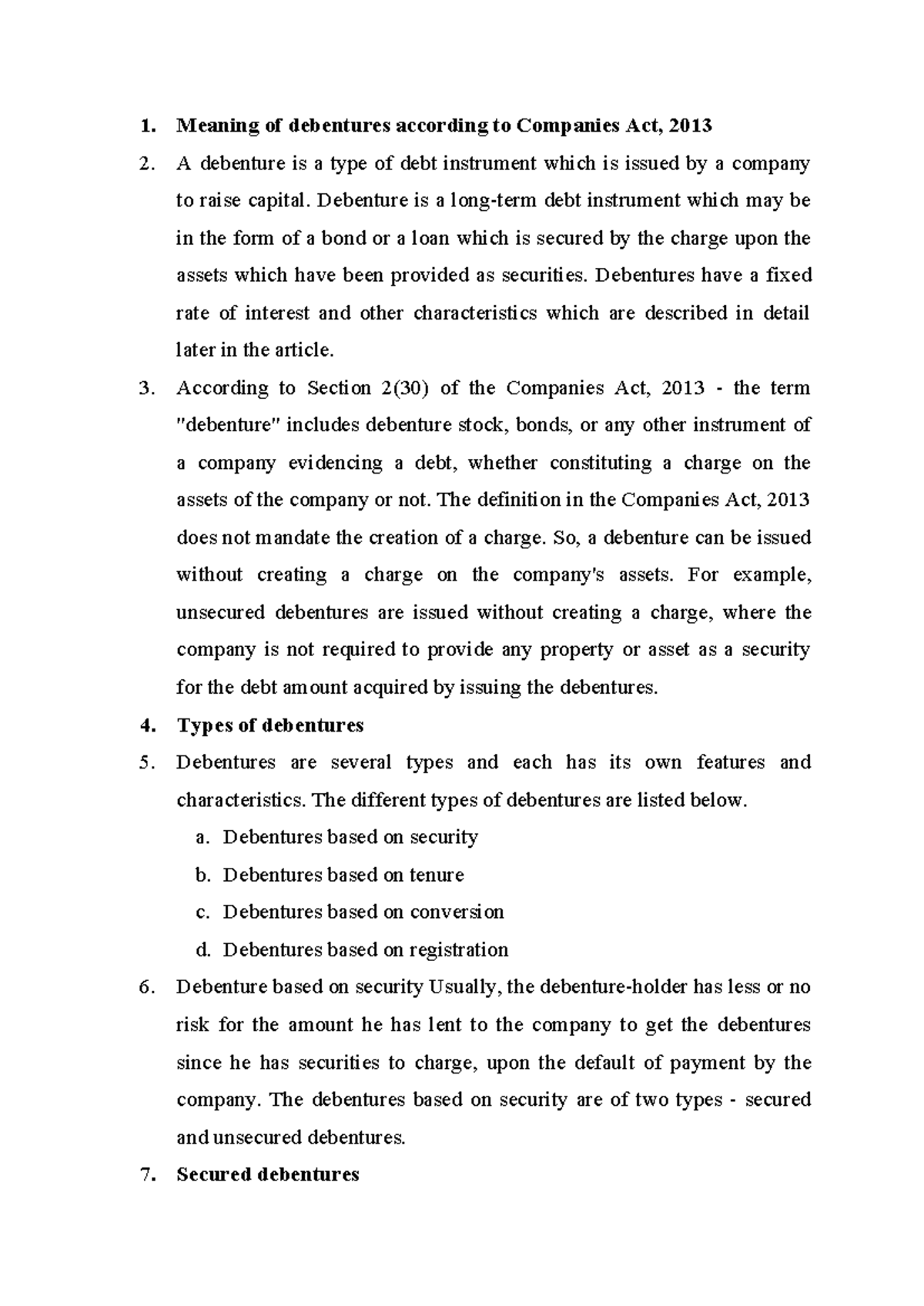 Meaning of debentures according to Companies Act copy - Meaning of ...