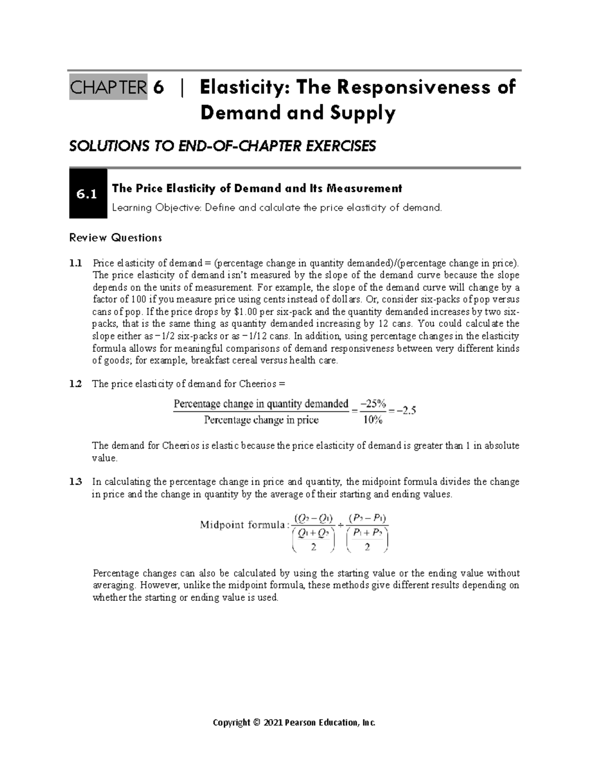 CHAPTER 6 Elasticity: Demand & Supply Practice Solutions - Studocu