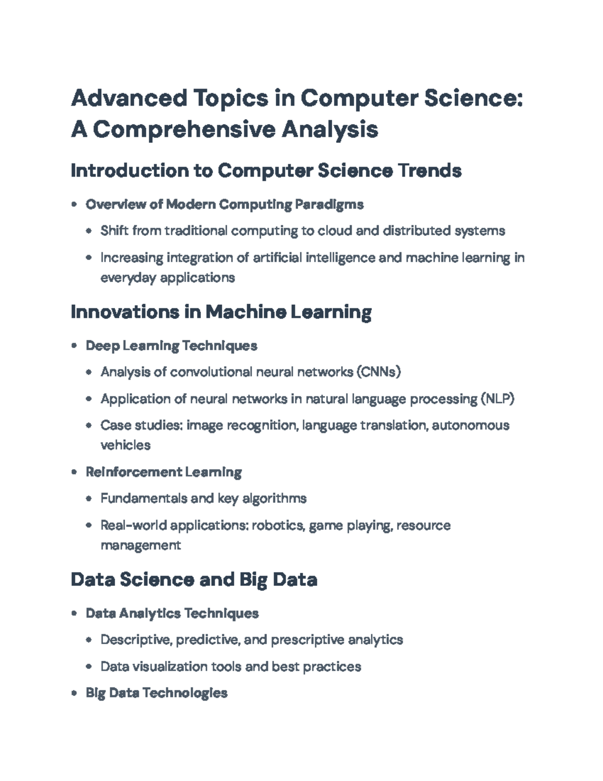 Advanced Topics in Computer Science: A Comprehensive Analysis (CS101) - Advanced Topics in ...