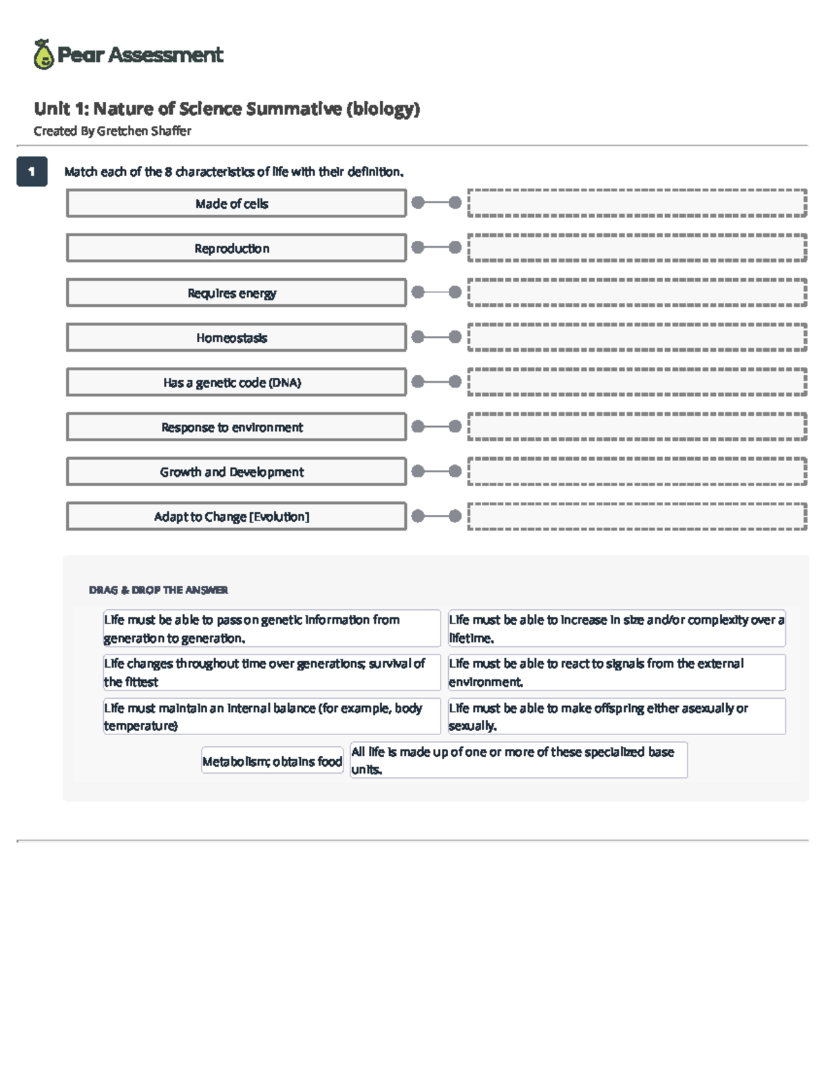 Unit 1: Nature of Science Summative Biology Assessment - Studocu
