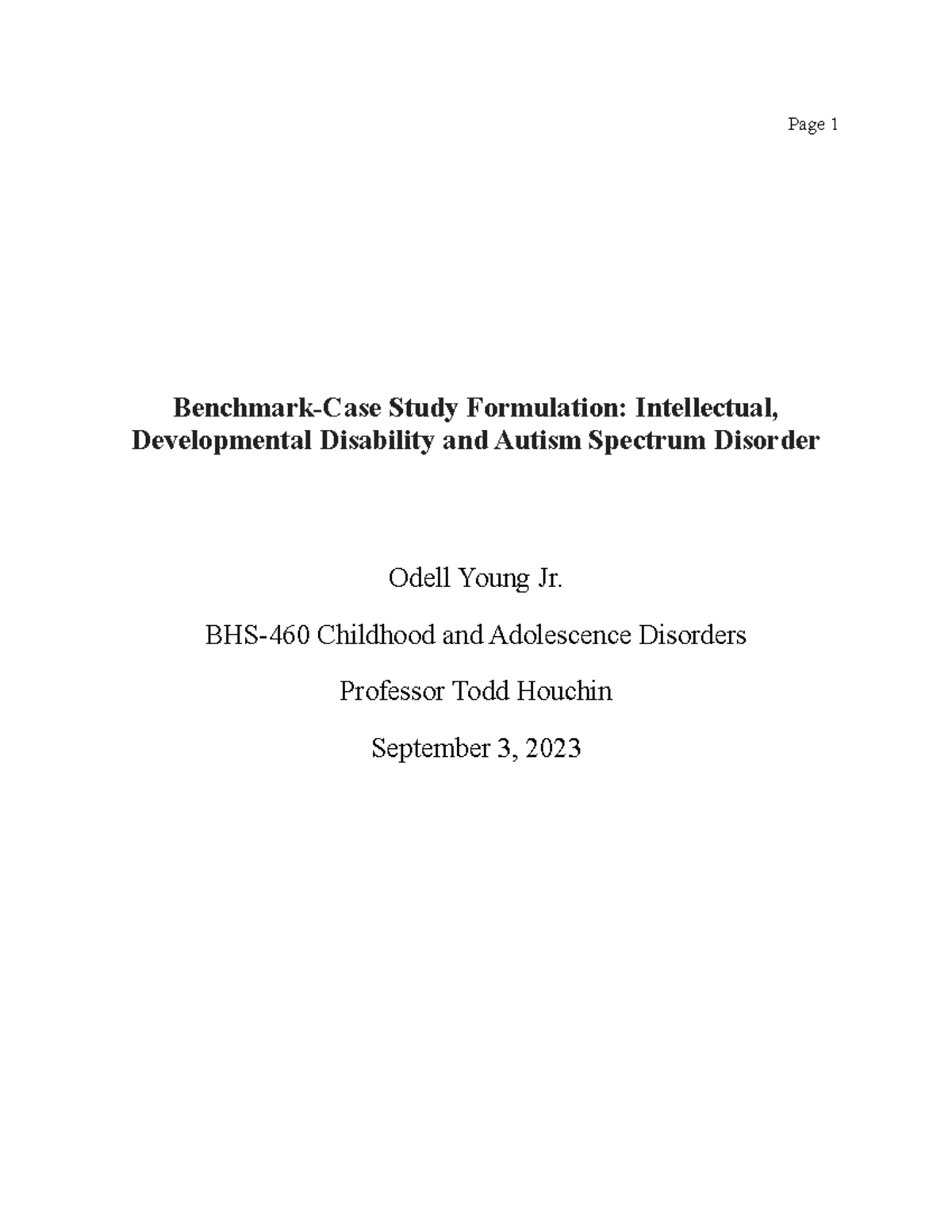 Benchmark-Case Study Formulation-Intellectual Developmental Disability ...