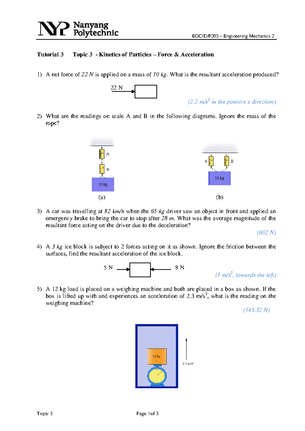Tutorial 3 - EGC/D/F203 – Engineering Mechanics 2 Topic 3 Page 1of 3 ...
