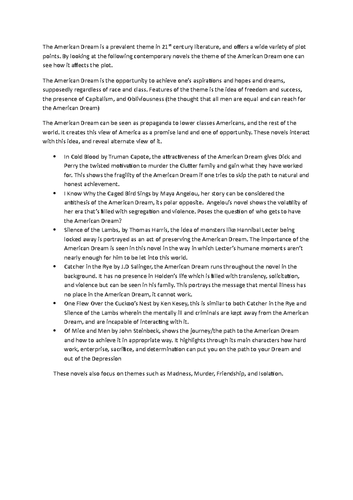 The American Dream in 21st Century Literature: A Thematic Analysis ...