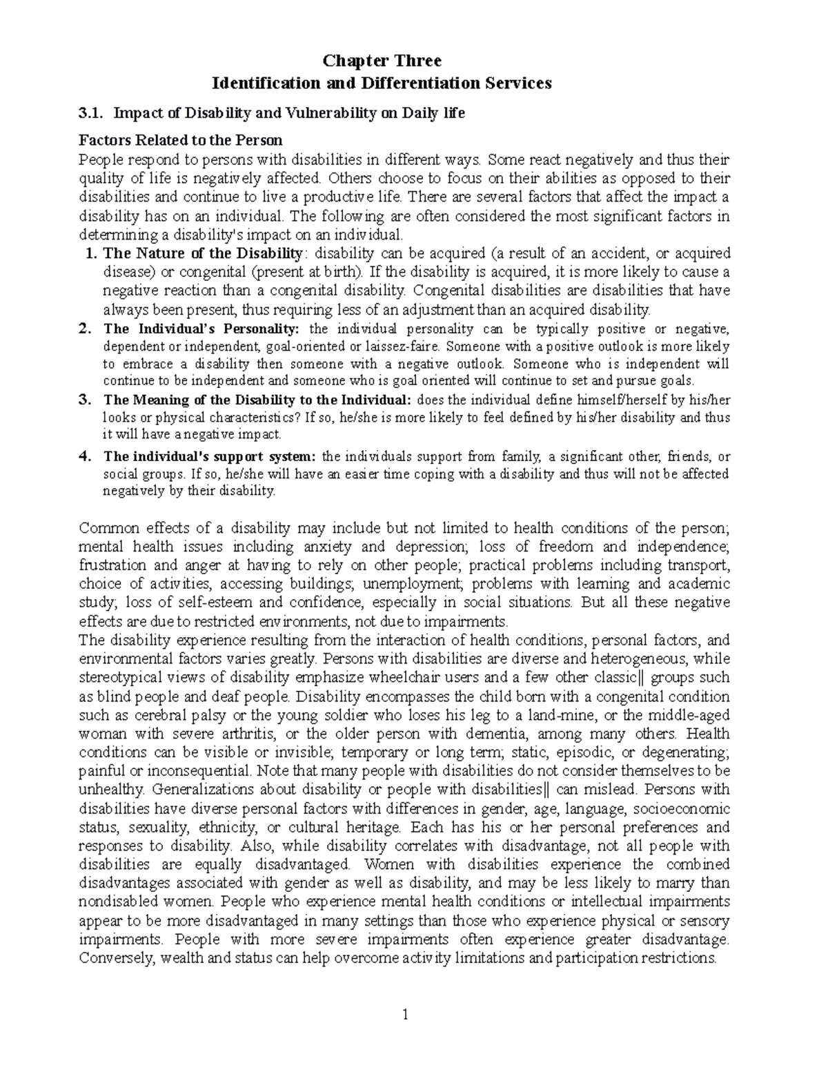 Inclusiveness Chapter 3 - handout - Chapter Three Identification and ...