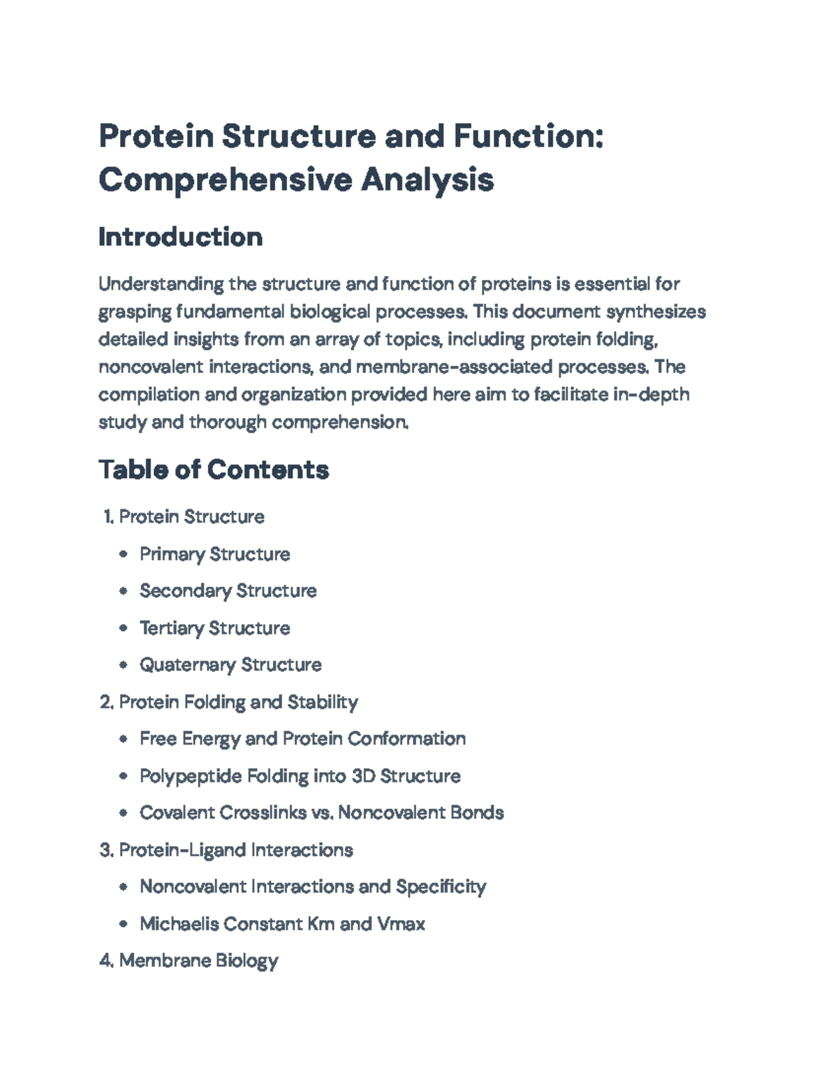 Protein Structure and Function: Comprehensive Analysis for Biology ...
