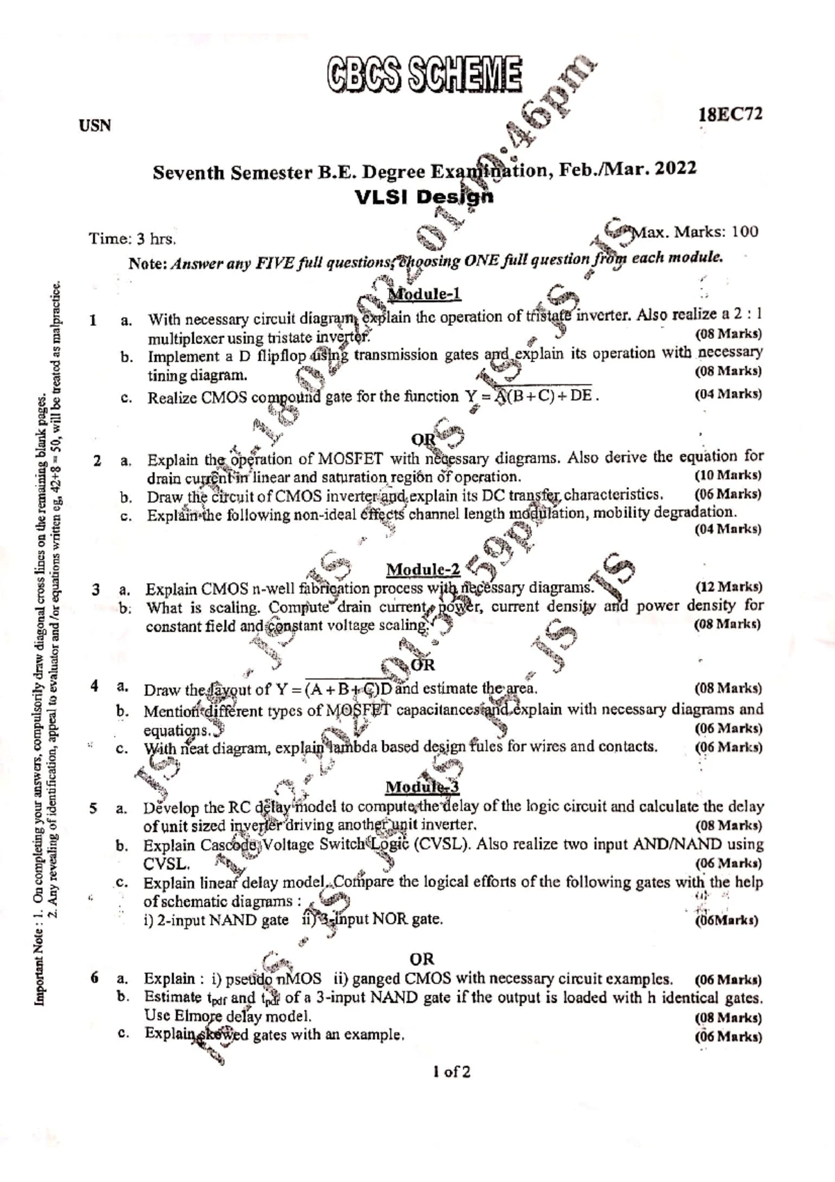 Model QP Solutions vlsi - Model Question Paper with effect from 2022-23 (CBCS Scheme) Sixth ...
