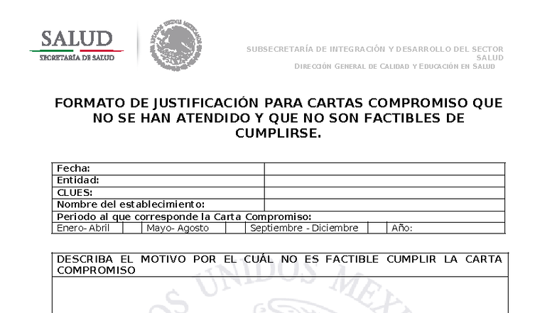 Justificación para Cartas Compromiso - Formato Oficial - Studocu