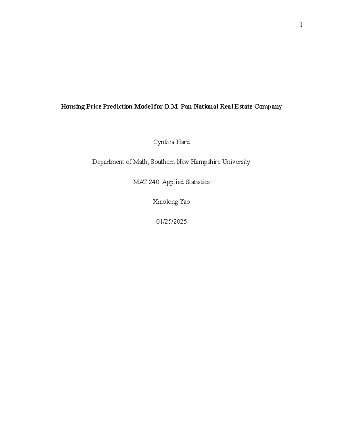 Mat240 Module 3 Assignment Housing Price Prediction Model Analysis
