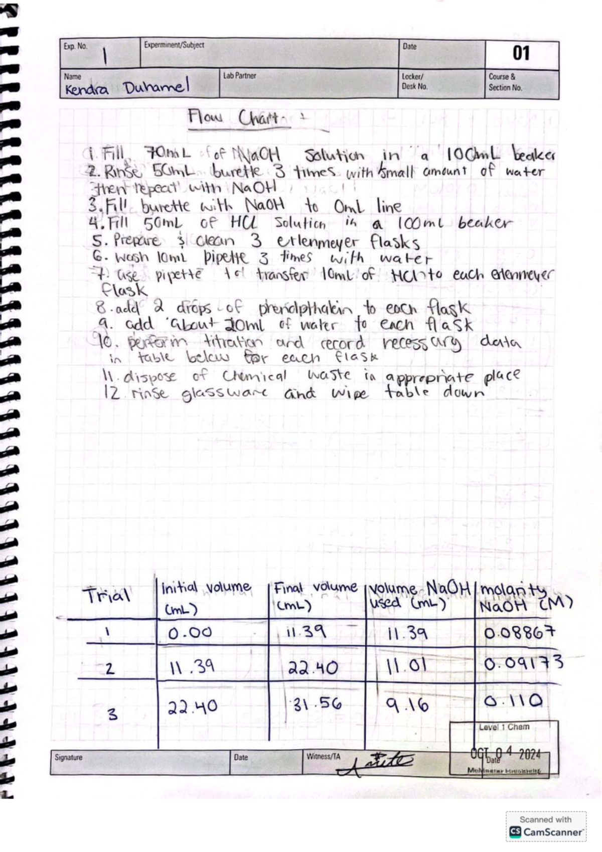 Chem Lab 01: Titration Experiment for Level 1 Chemistry - Studocu