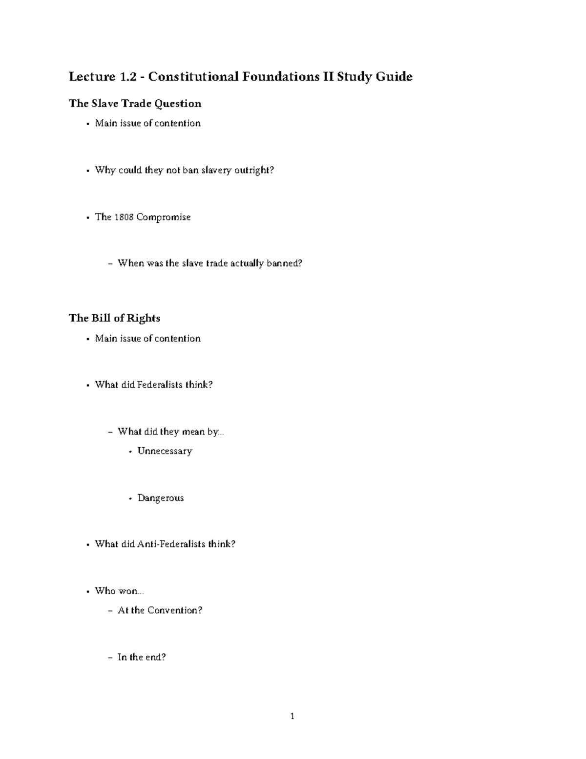 CIV 101 Lecture 1.2 Study Guide: Constitutional Foundations II - Studocu