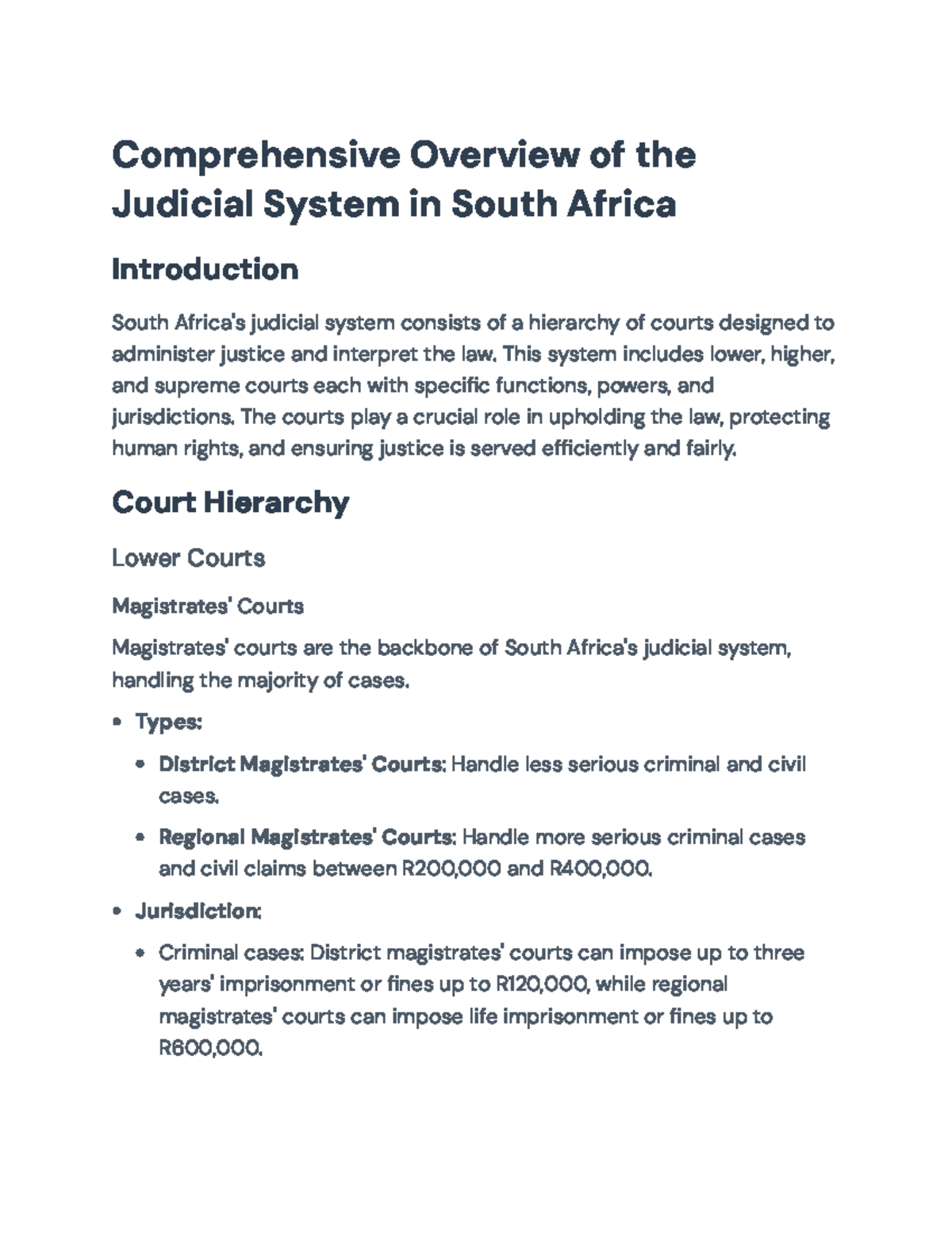 Comprehensive Overview of South Africa's Judicial System and Courts ...
