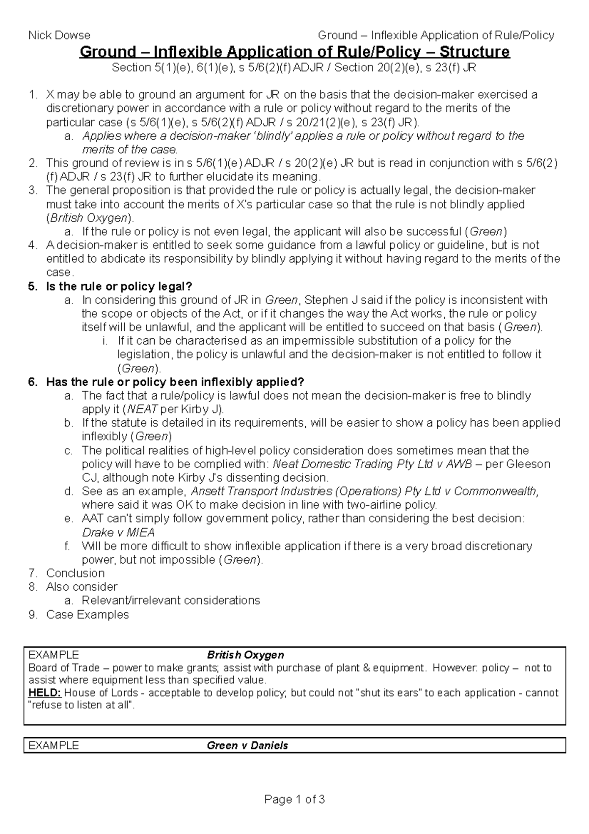 Ground - Inflexible Application of Rule or Policy - Nick Dowse Ground ...