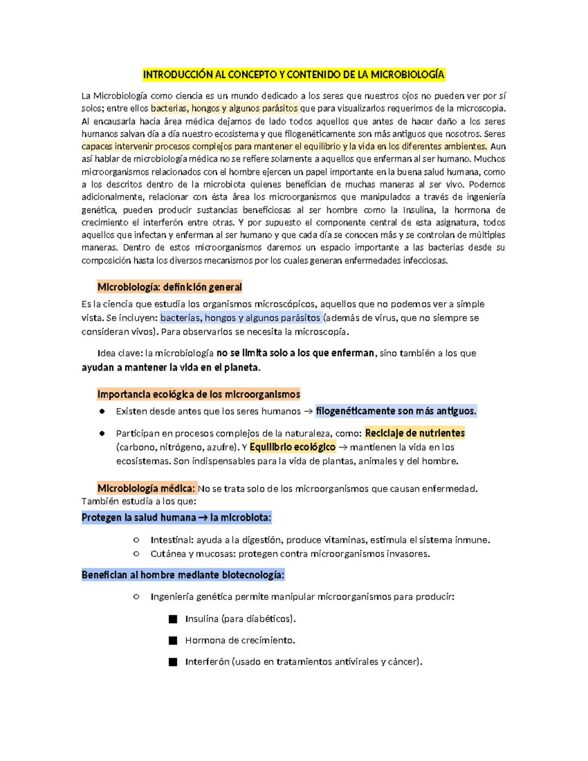 Guía de Clase: Introducción a la Microbiología Dy CM - Studocu