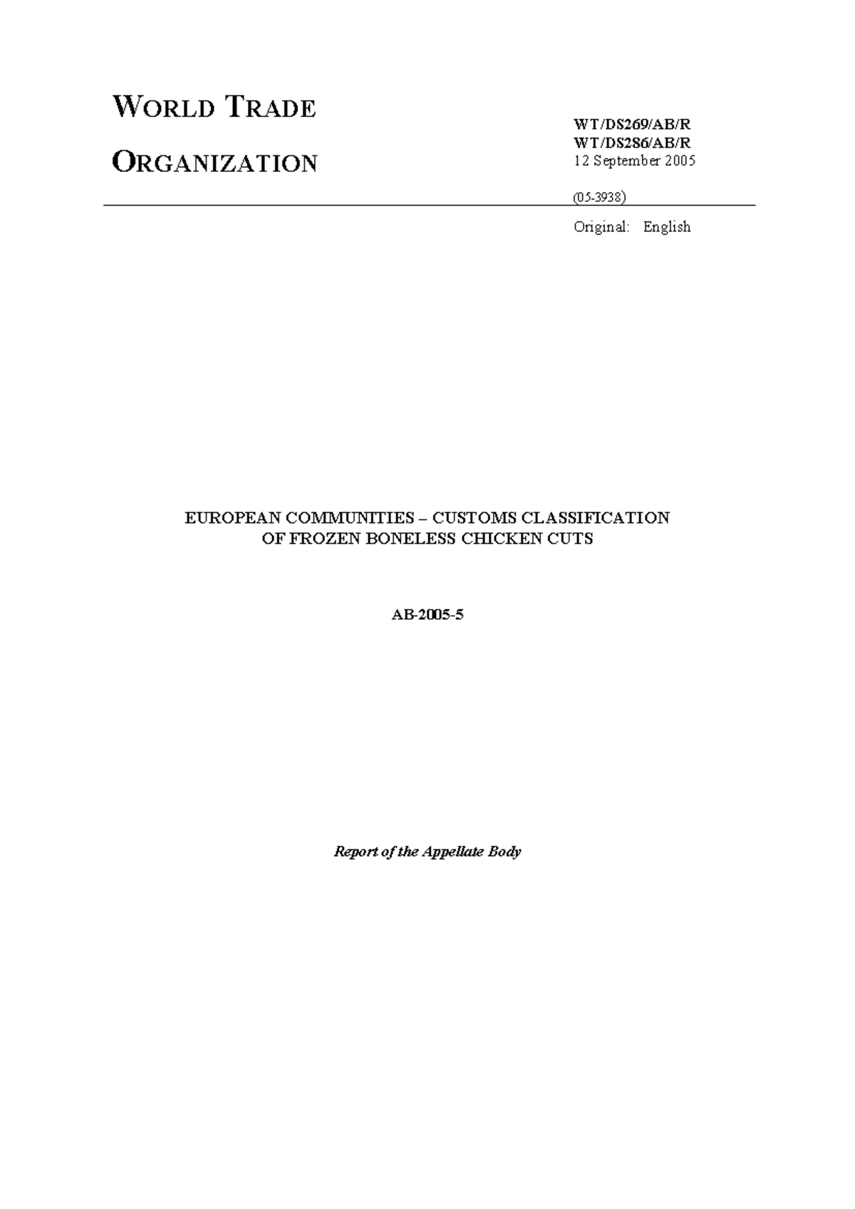 EC Customs Classification of Frozen Boneless Chicken Cuts: Appellate ...