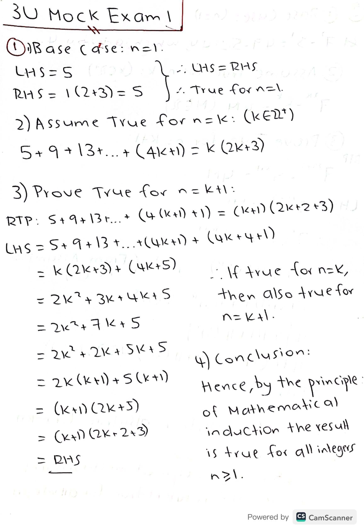 3U Induction and Trigonometry Exam 1 Solutions - Studocu