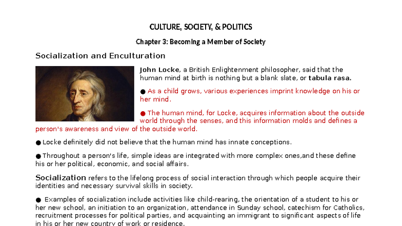 UCSP Chapter 3: Socialization and Enculturation in Society - Studocu