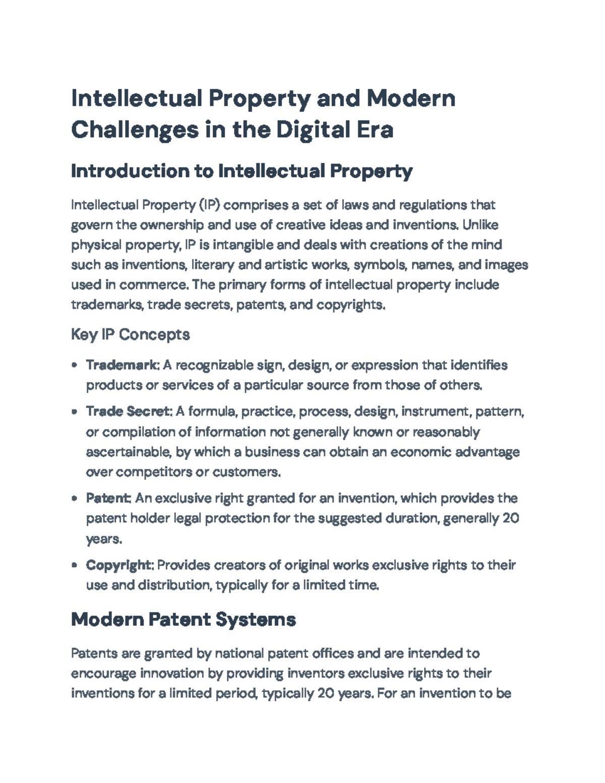 Intellectual Property Challenges in the Digital Era: Overview and ...