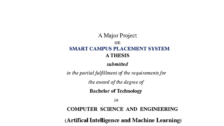 SMART CAMPUS PLACEMENT SYSTEM: B.Tech Project Report (CSE-AI/ML) - Studocu