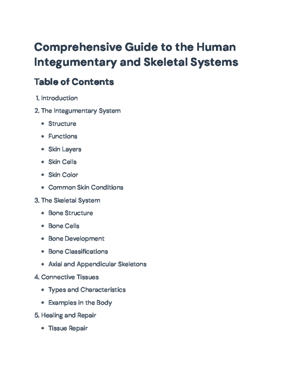 Comprehensive Guide to Integumentary & Skeletal Systems (ANAT 101 ...