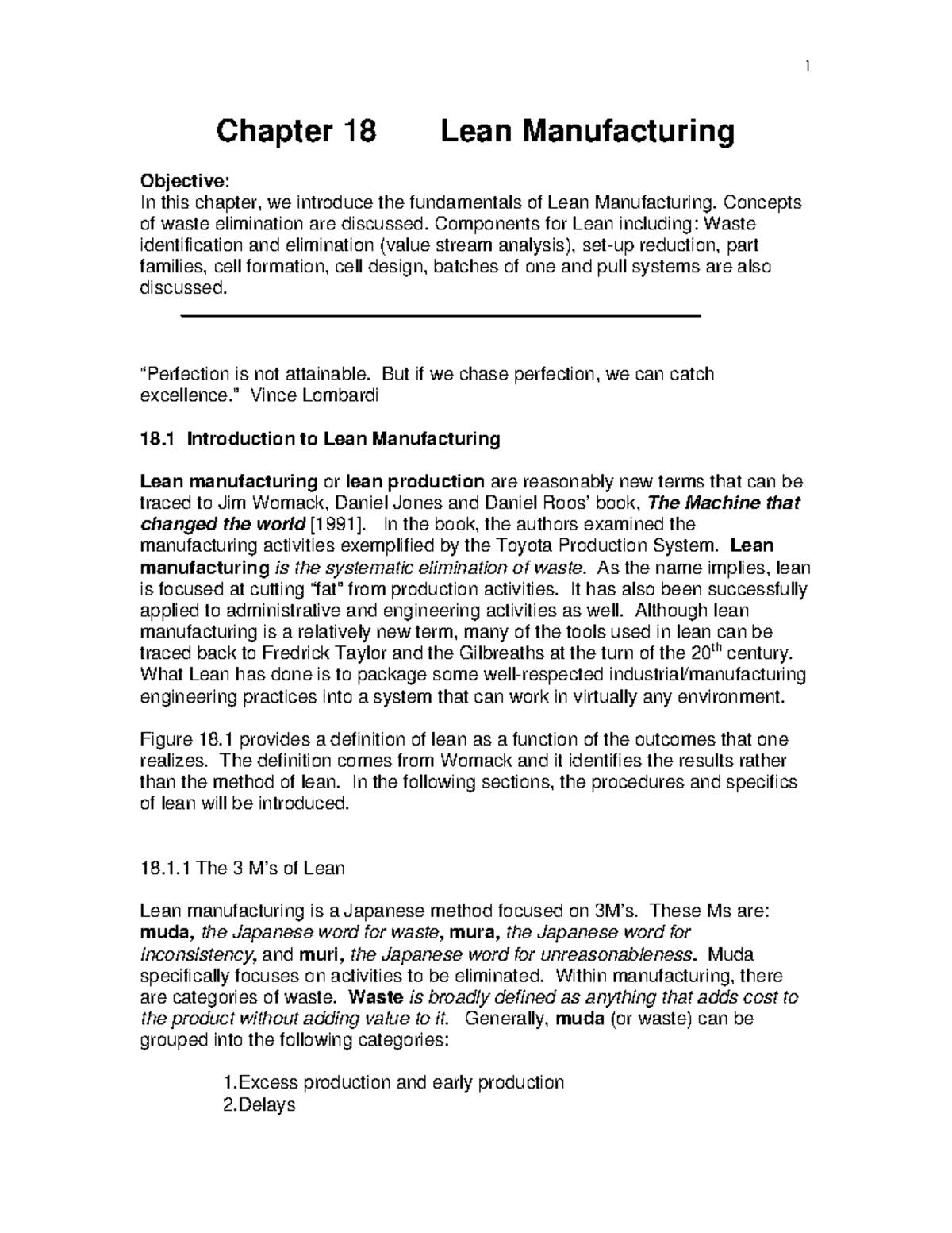 Chapter 18: Lean Manufacturing Principles and Practices (ME 101) - Studocu