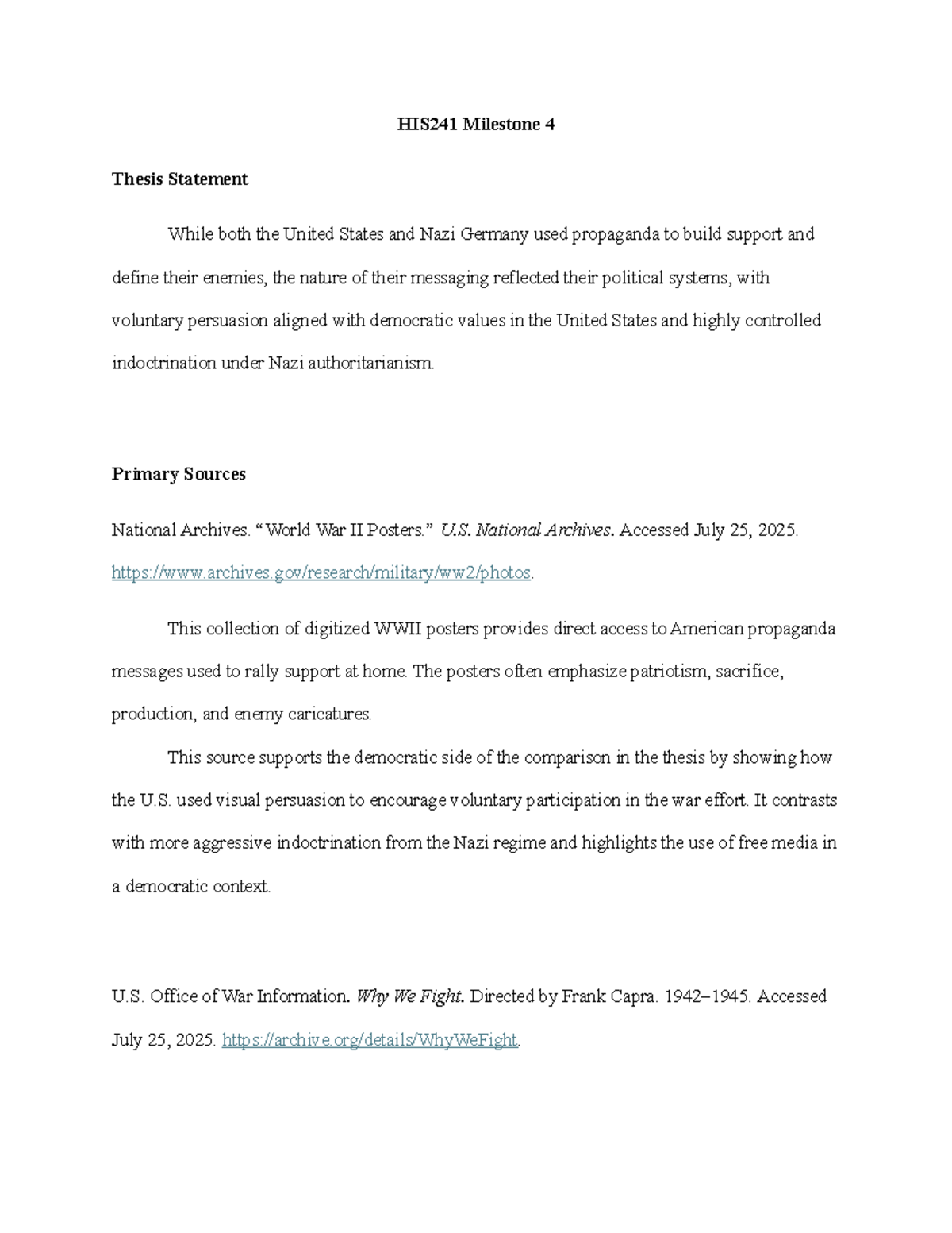 HIS241 Milestone 4: Comparative Analysis of WWII Propaganda - Studocu