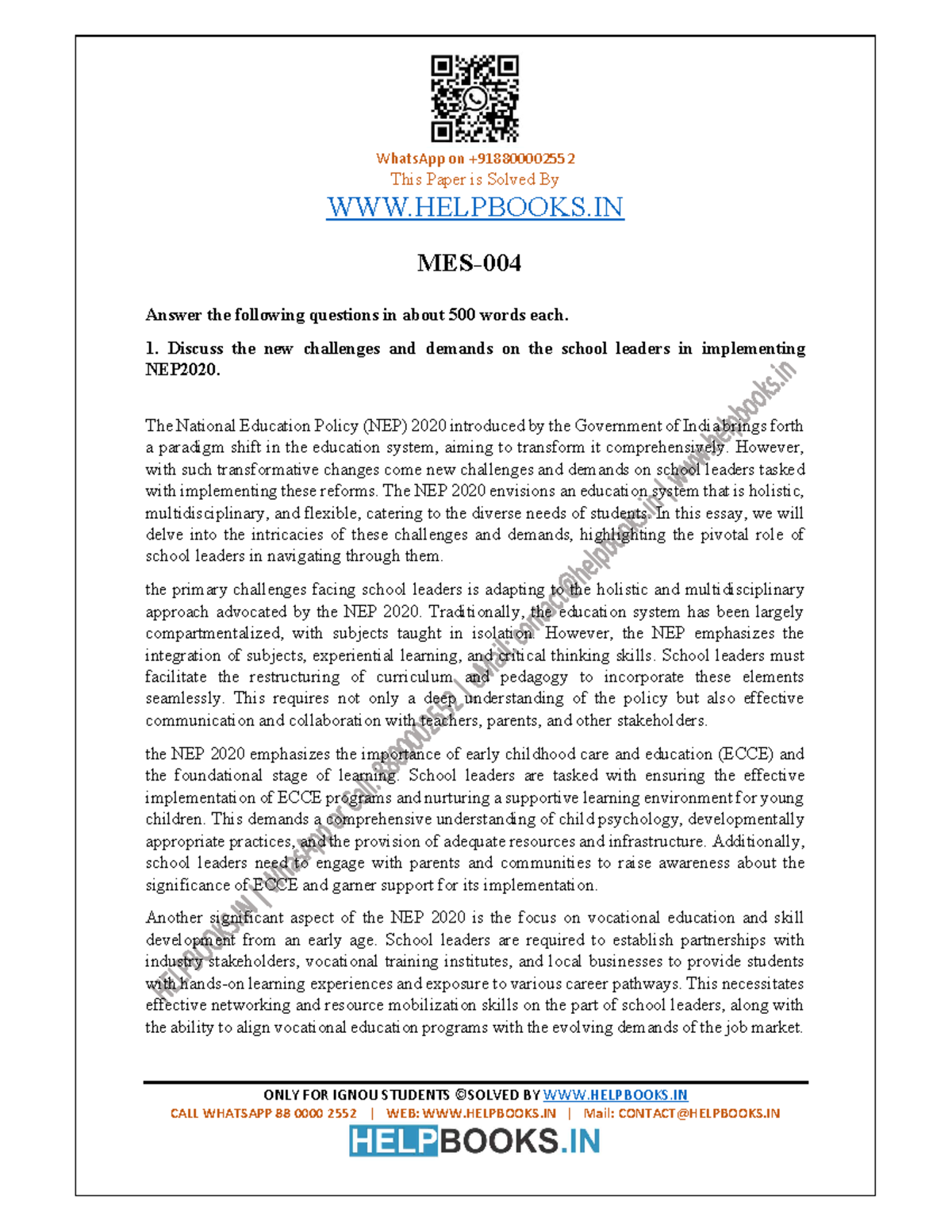 MES-004-2024 - SOLVED ASSIGNMENT - This Paper is Solved By WWW ...