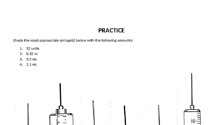 Shading Syringe Practice II: Measurement & Administration Guide - Studocu