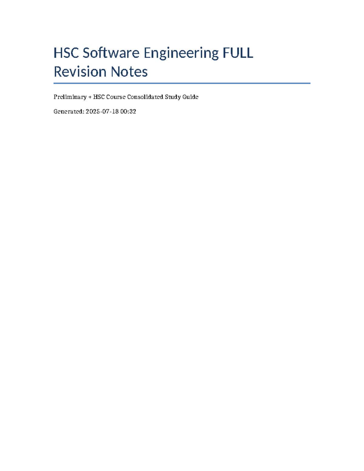 HSC Software Engineering Full Revision Notes Study Guide - Studocu