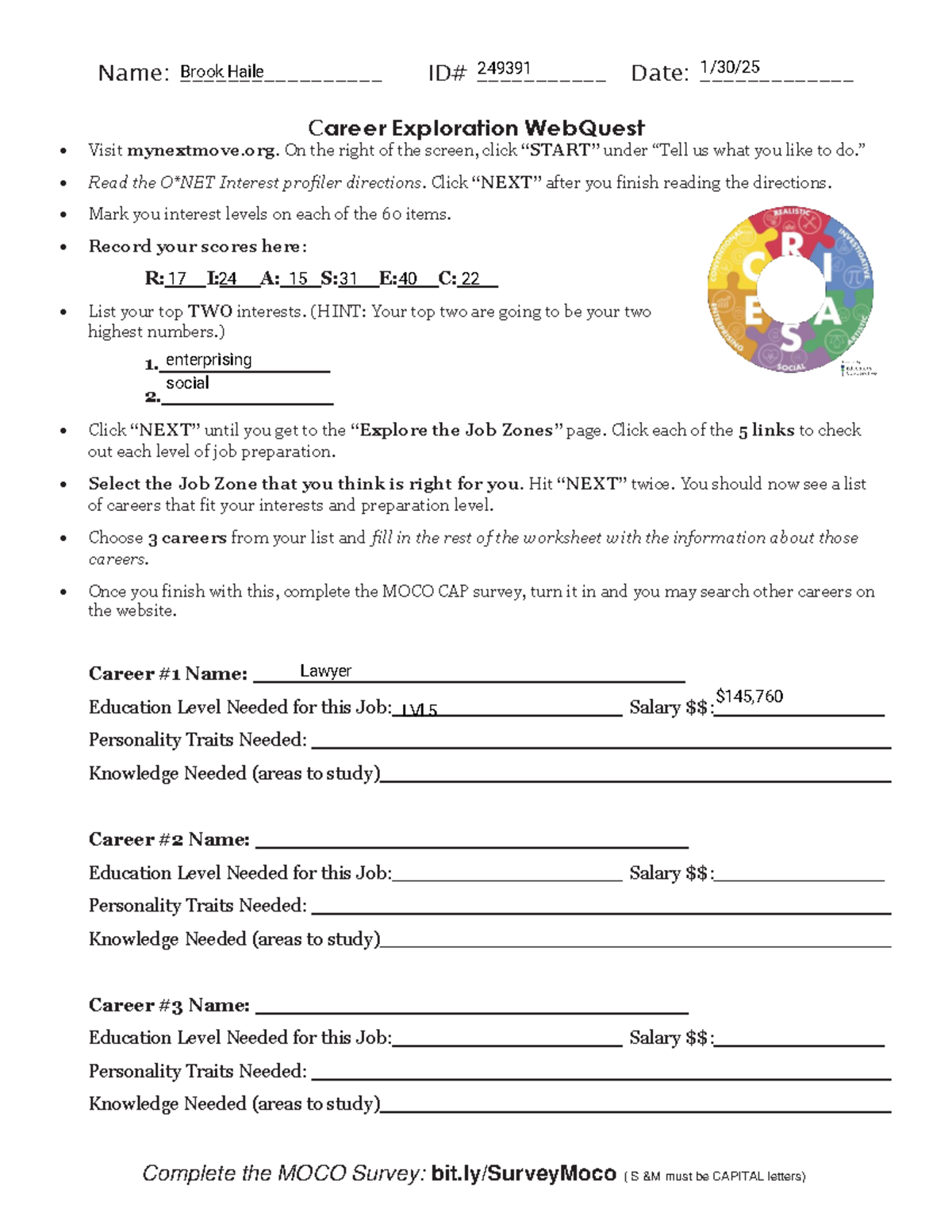 Career Exploration Worksheet OSMS: Discover Your Future Paths - Studocu