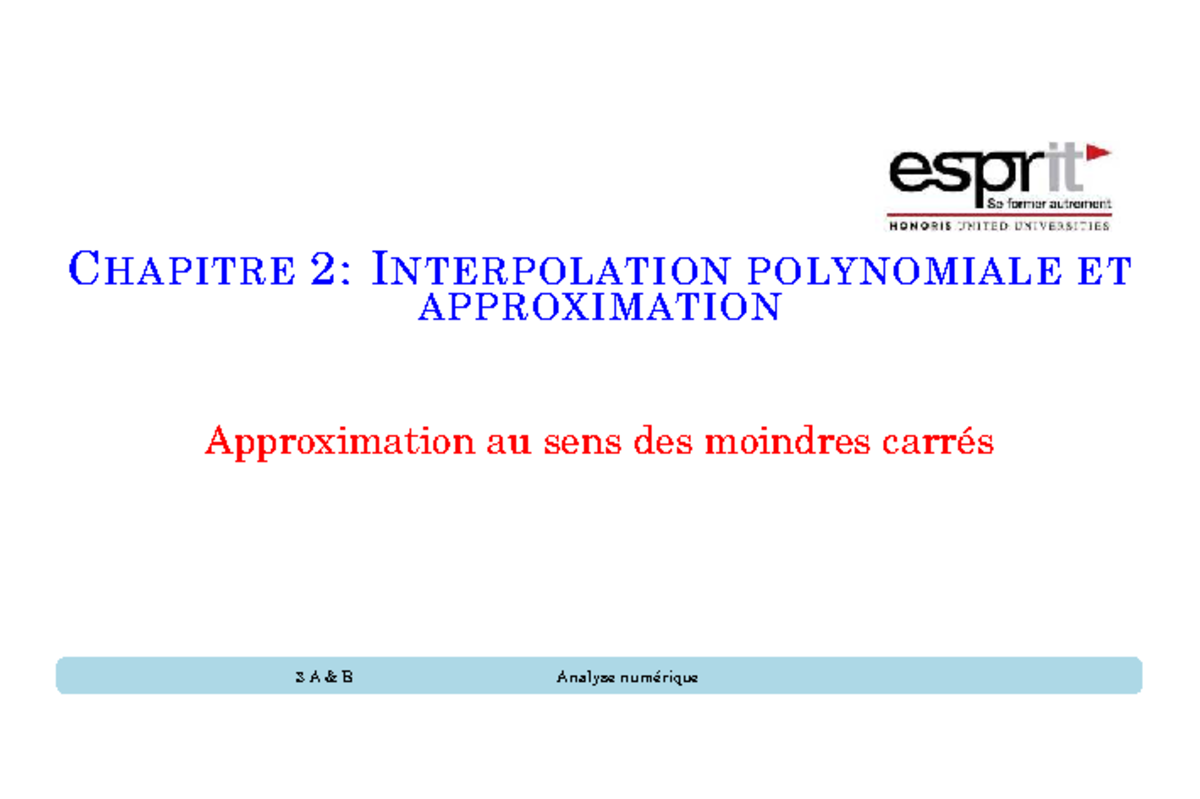 Analyse Numérique 2: Interpolation Polynomiale et Approximation - Studocu