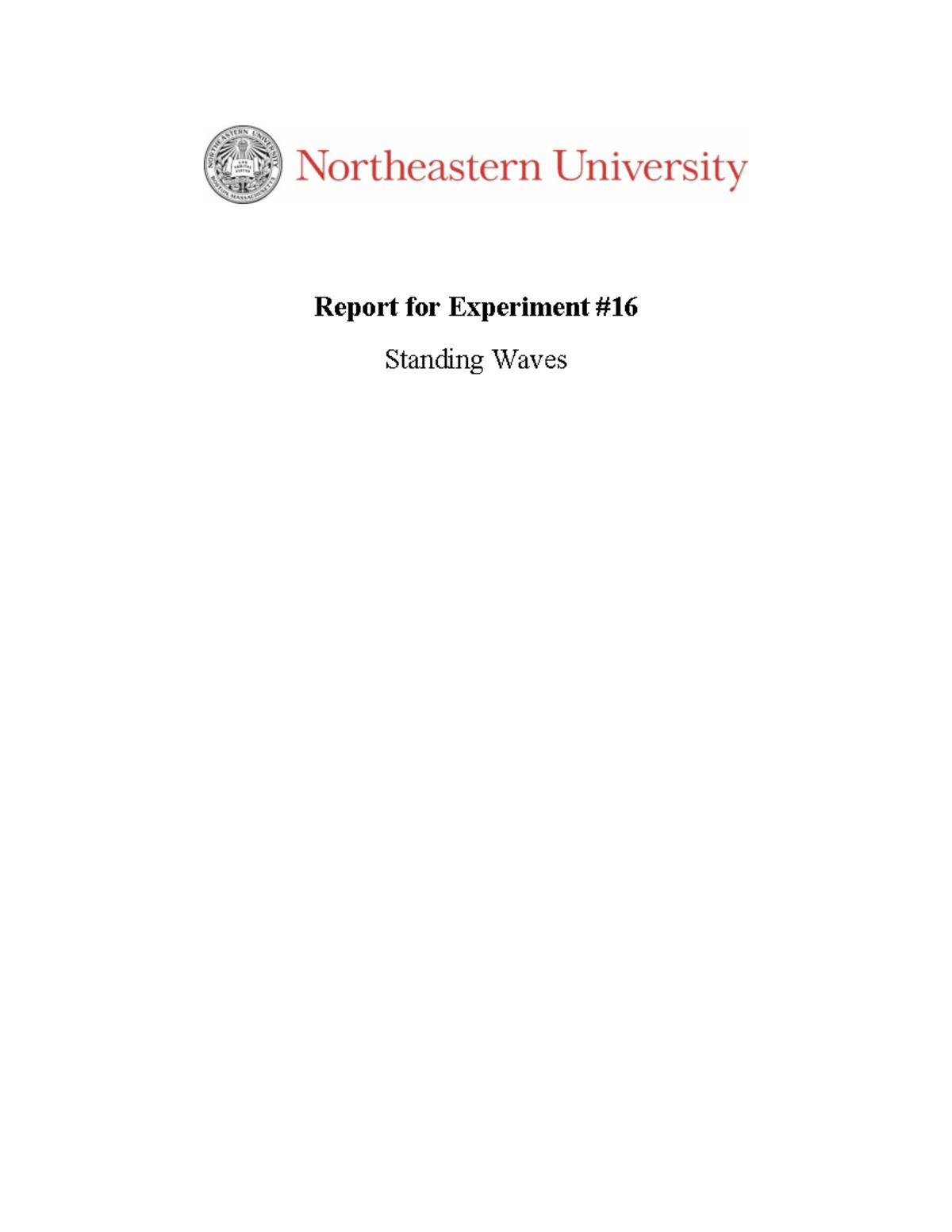 Experiment 16: Standing Waves and Electric Field Analysis - Studocu