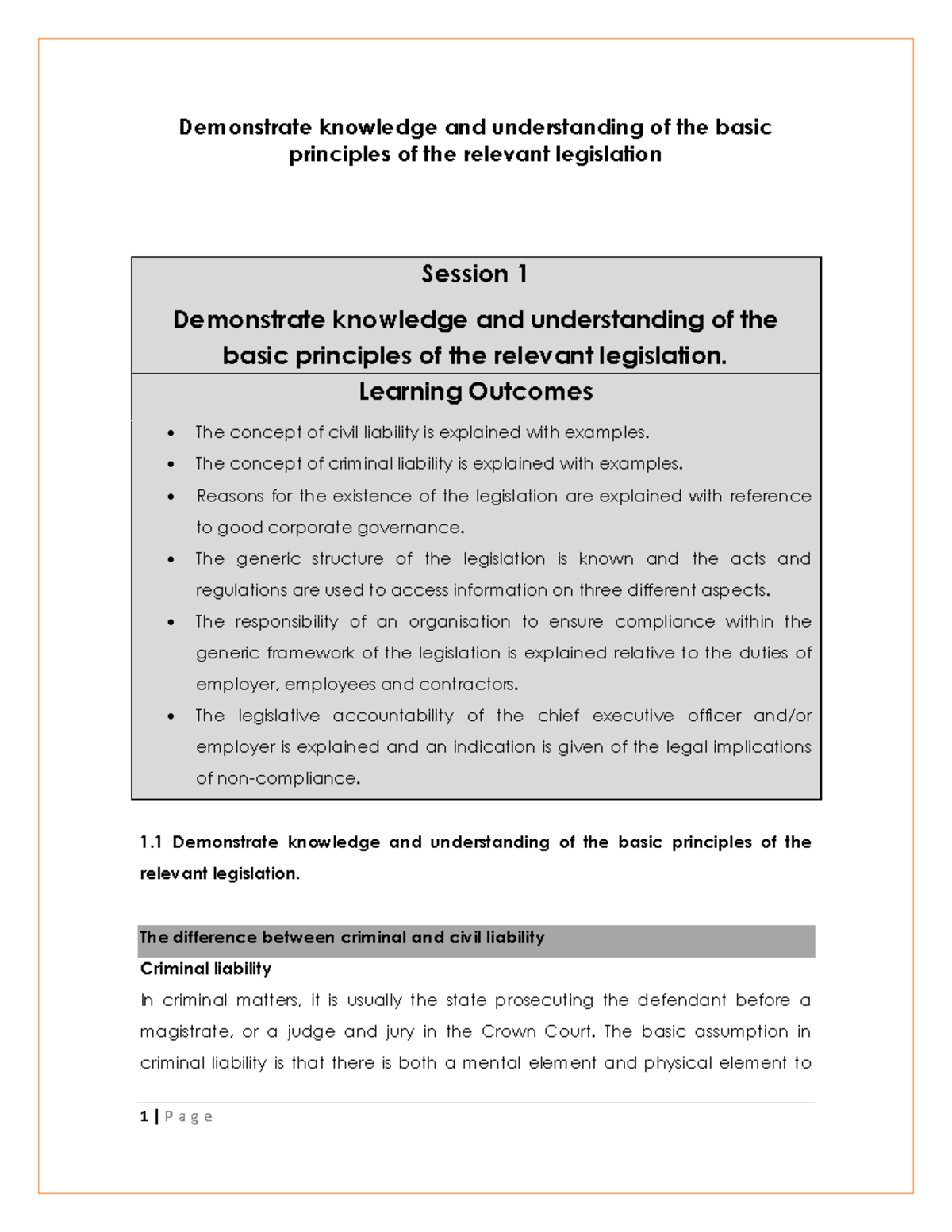 Final Exam: Understanding Key Principles of Relevant Legislation - Studocu