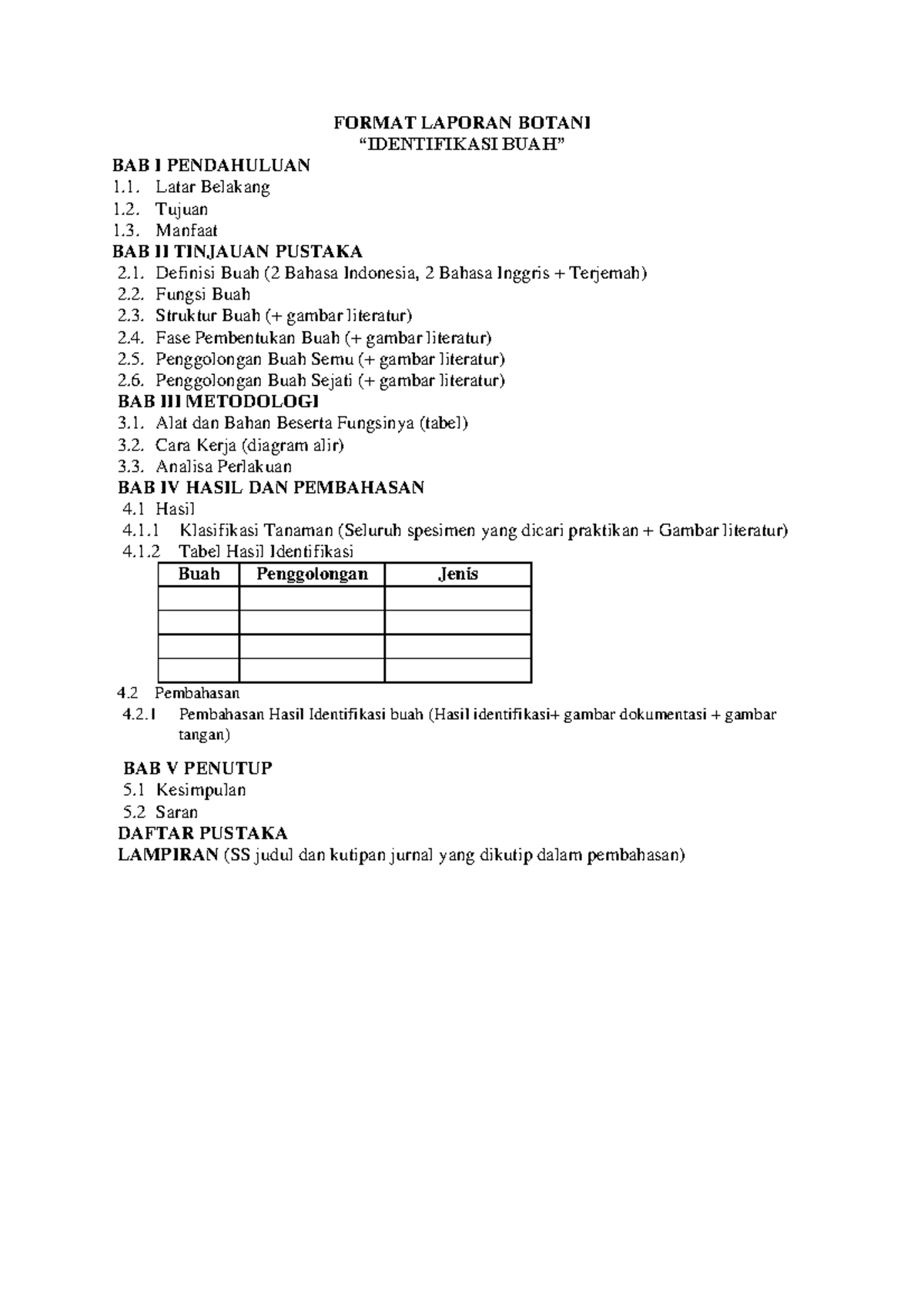 Laporan Praktikum Identifikasi Buah: Format dan Metodologi - Studocu
